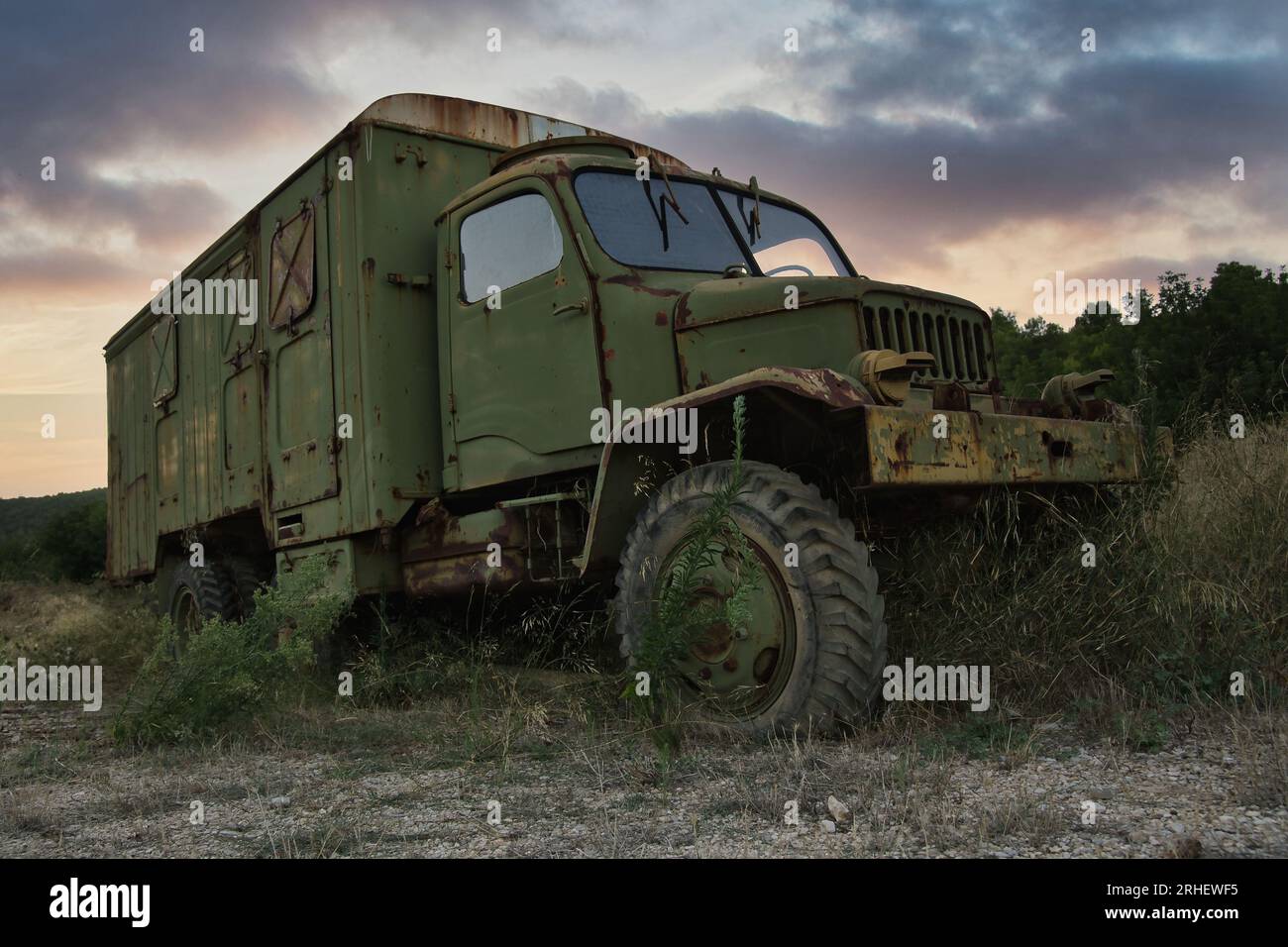 Old lorry in field in hi-res stock photography and images - Alamy