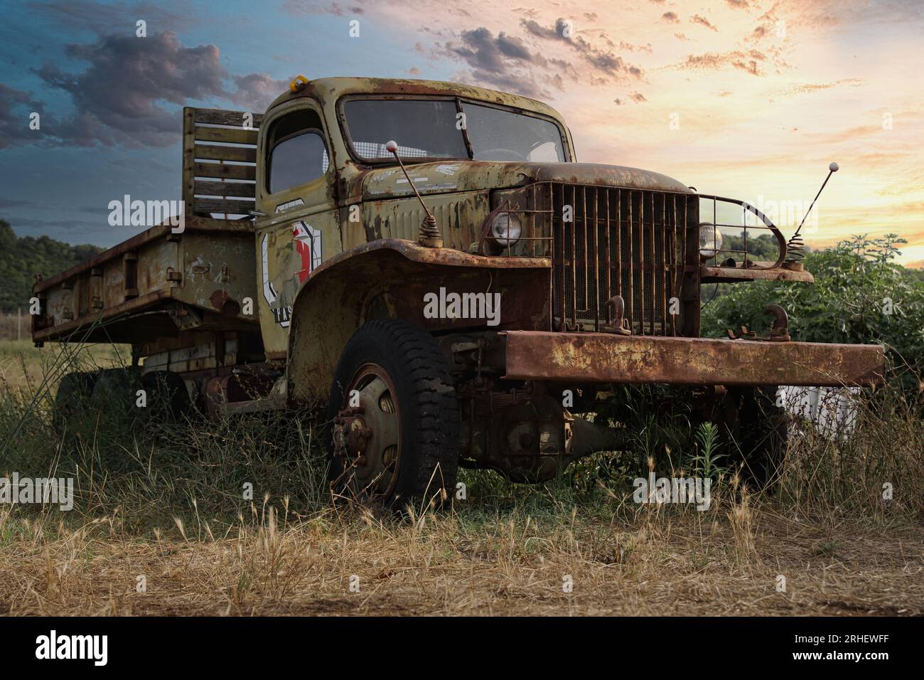 Old lorry in field in hi-res stock photography and images - Alamy