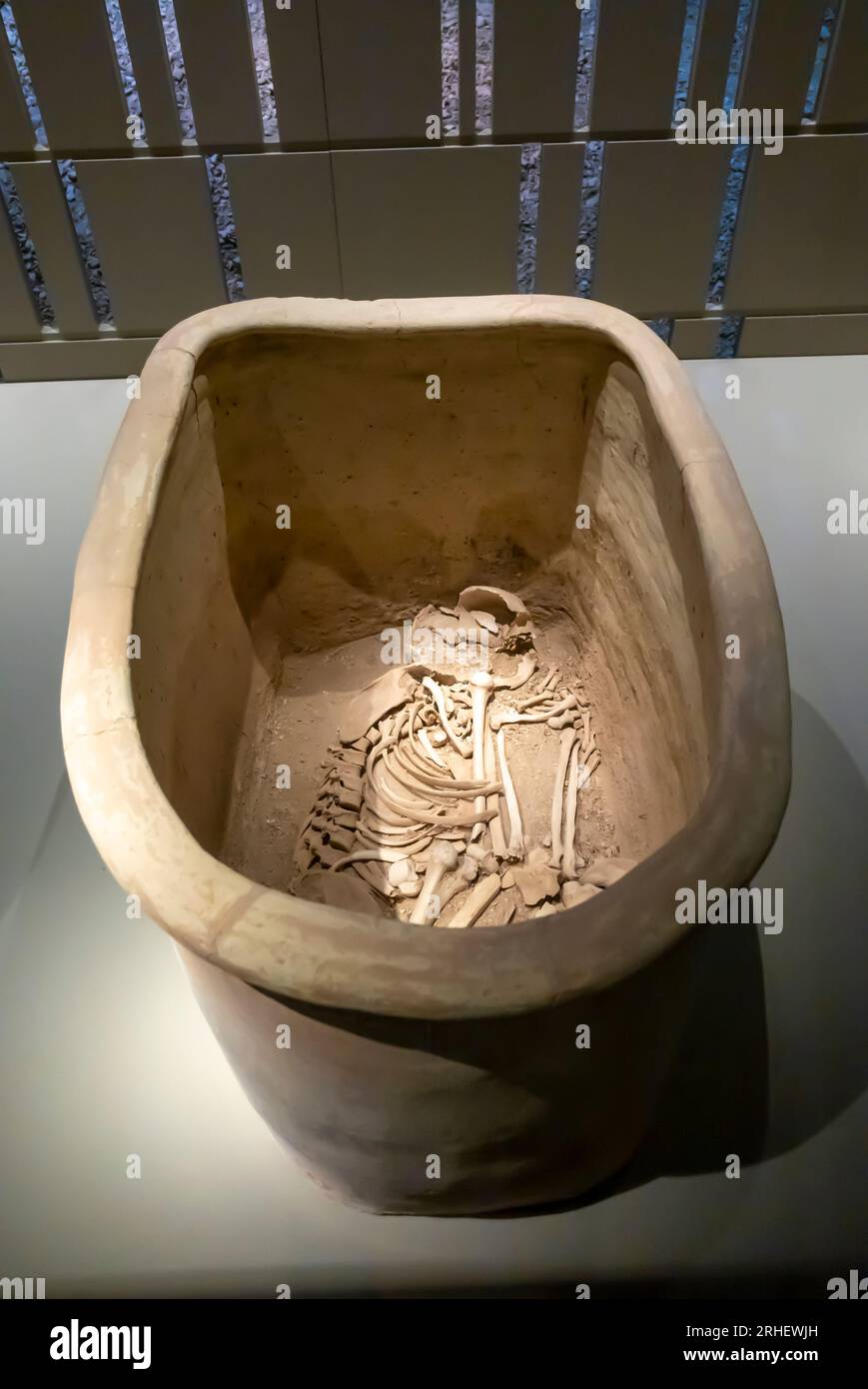 Late Dilmun clay Sarcophagi - clay coffin with burial offerings - bones ...