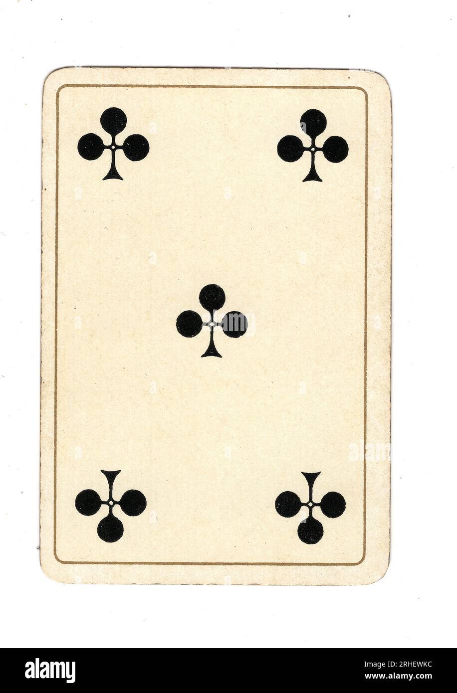 An antique five of clubs playing card on a white background Stock Photo ...