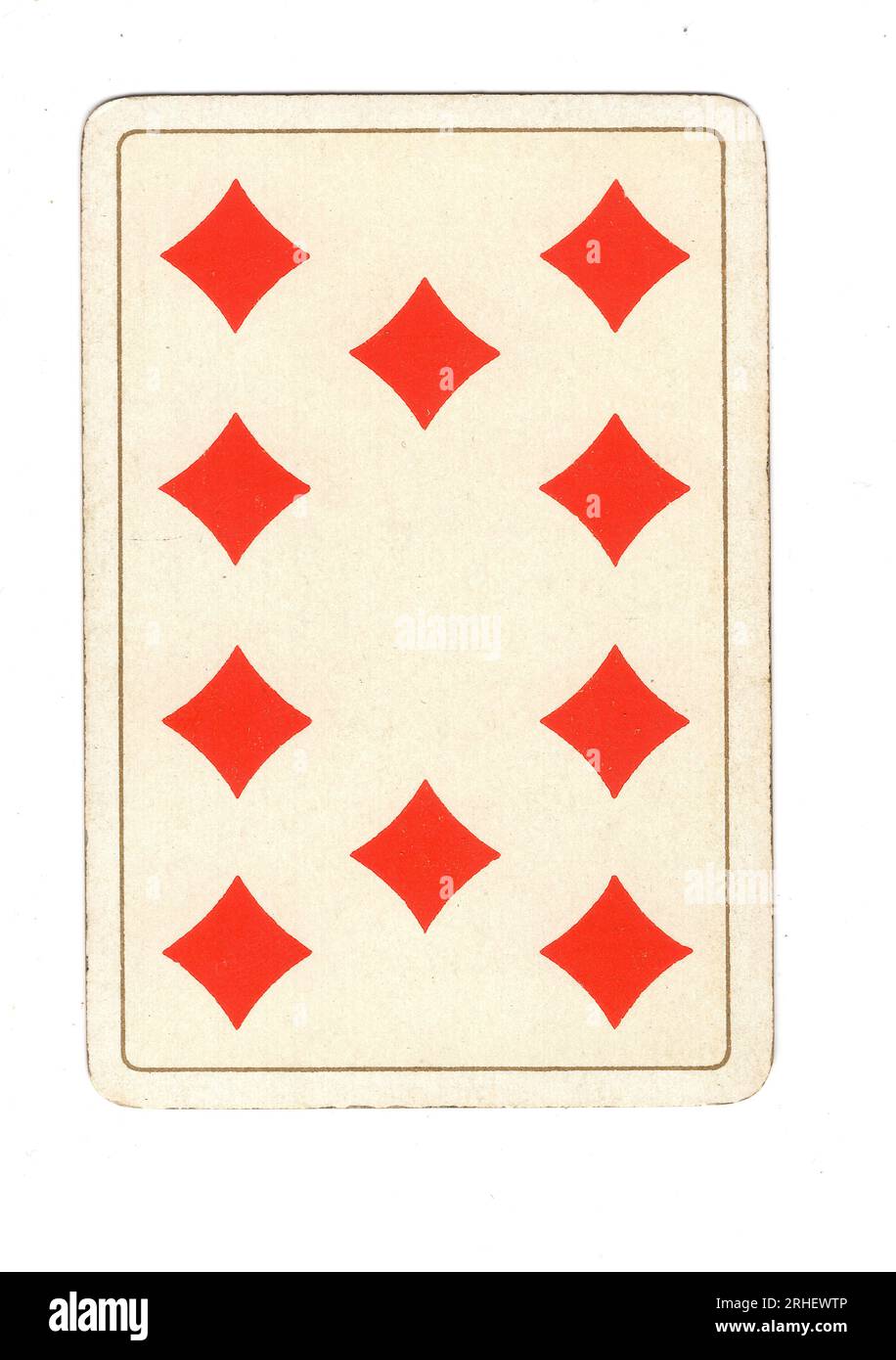 An antique ten of diamonds playing card on a white background Stock ...