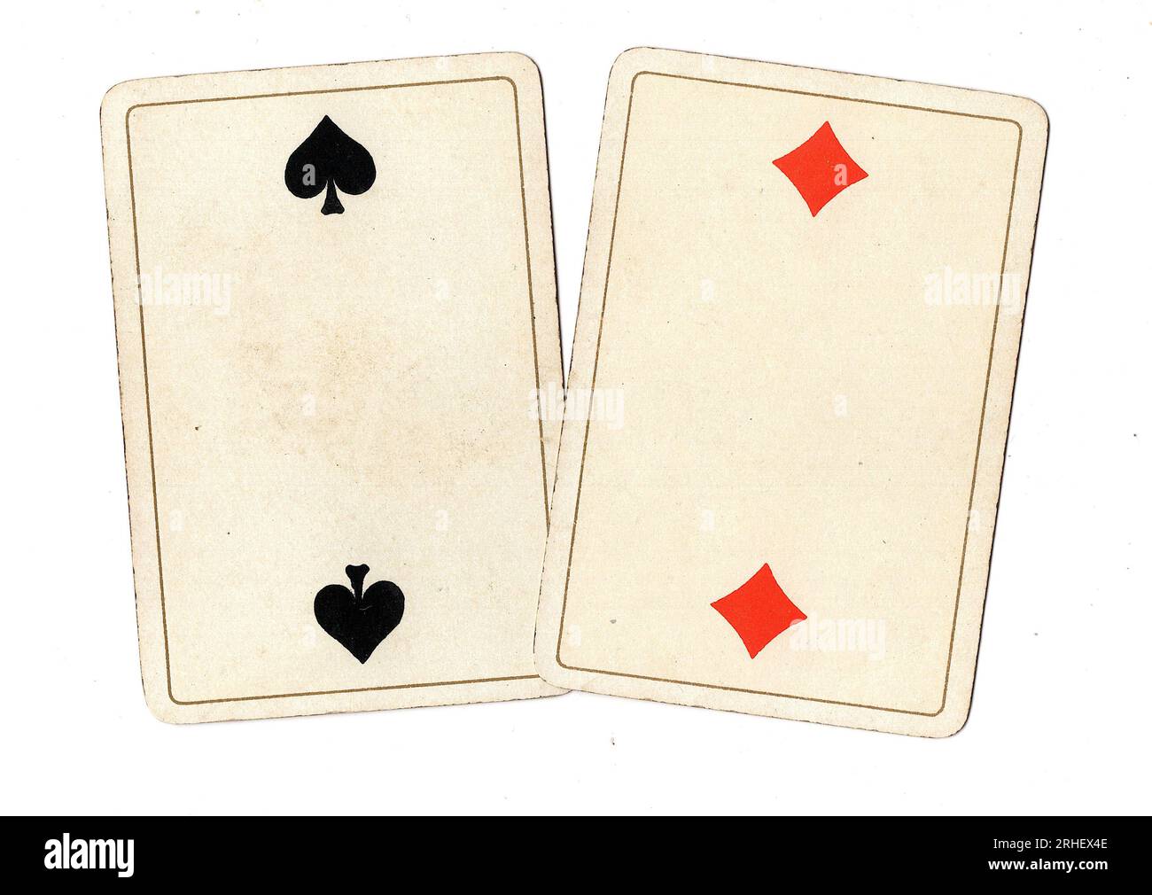 Antique playing cards featuring a pair of twos on a white background ...
