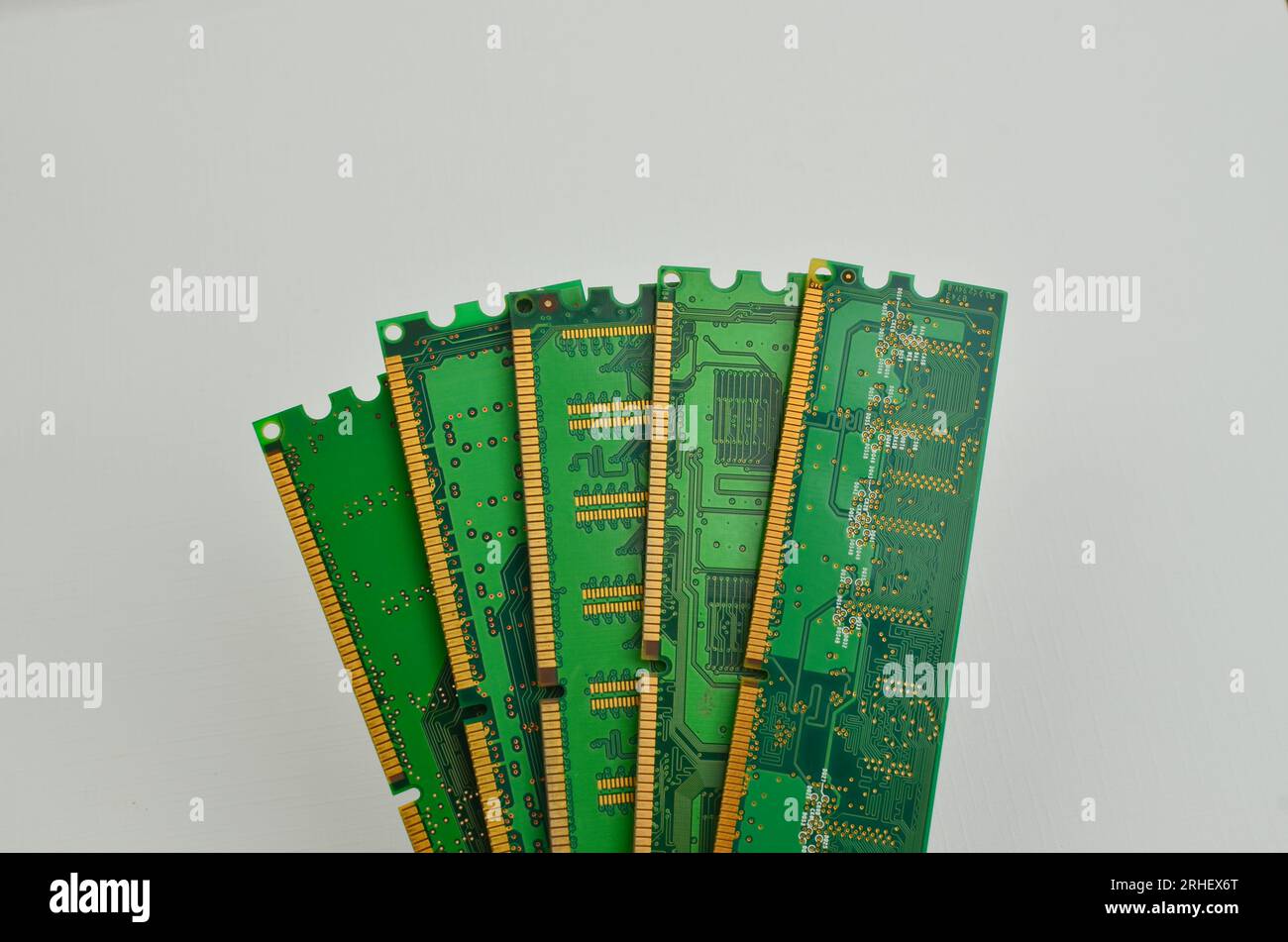 Detail of a PC RAM Memory, in close-up, with a clear background ...