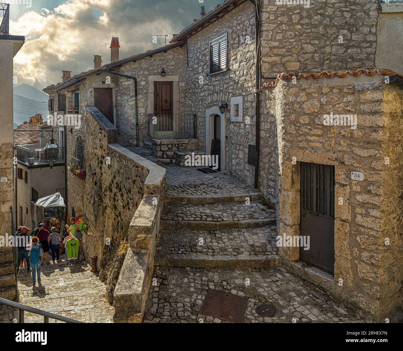 Via Castello, with its stone houses, alleys and stairways of the ...