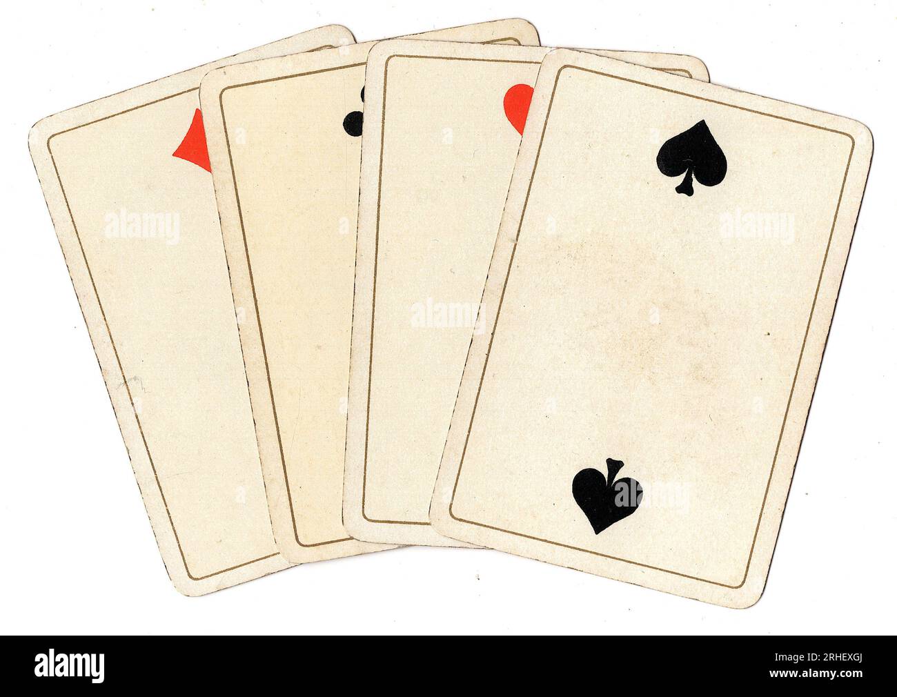 Antique playing cards showing four twos on a white background Stock ...
