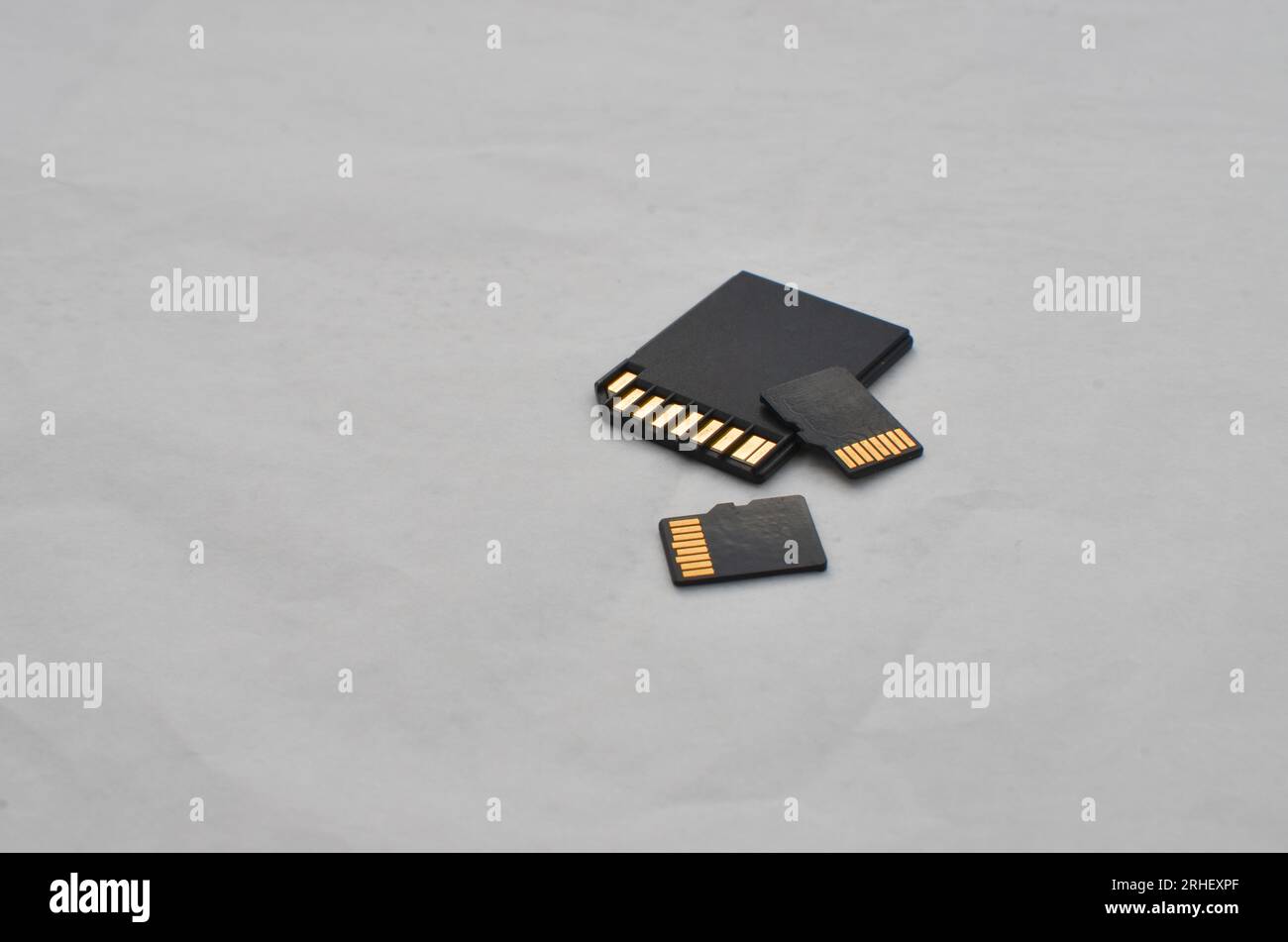 Close up of SD and microSD cards, symbols of compact and efficient ...
