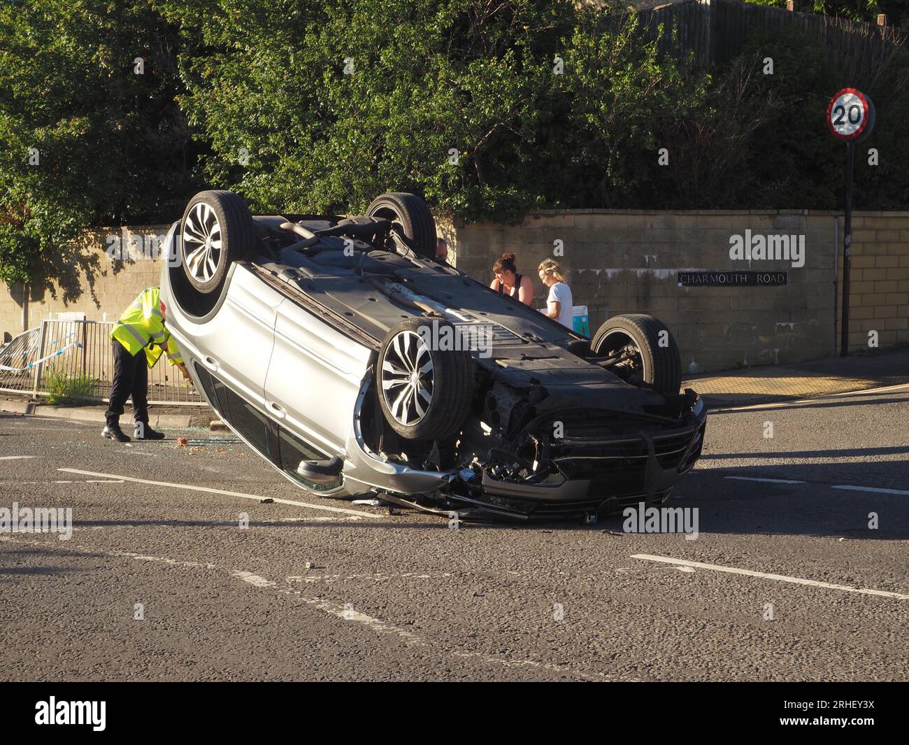 Overturned Volkswagen Tiguan Newbridge Road and Charmouth Road junction ...