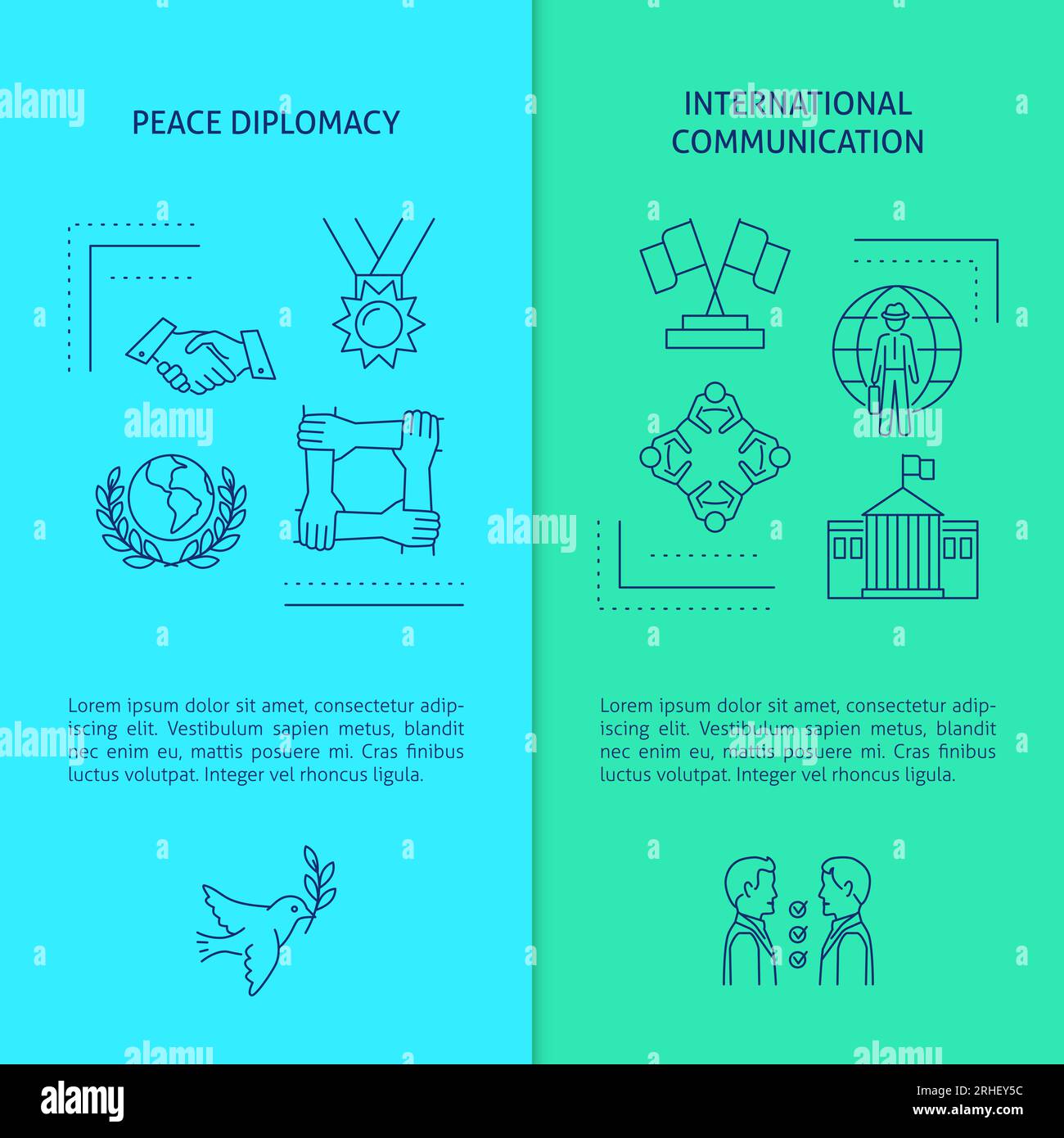 Peace diplomacy and international communication banner. Vector ...