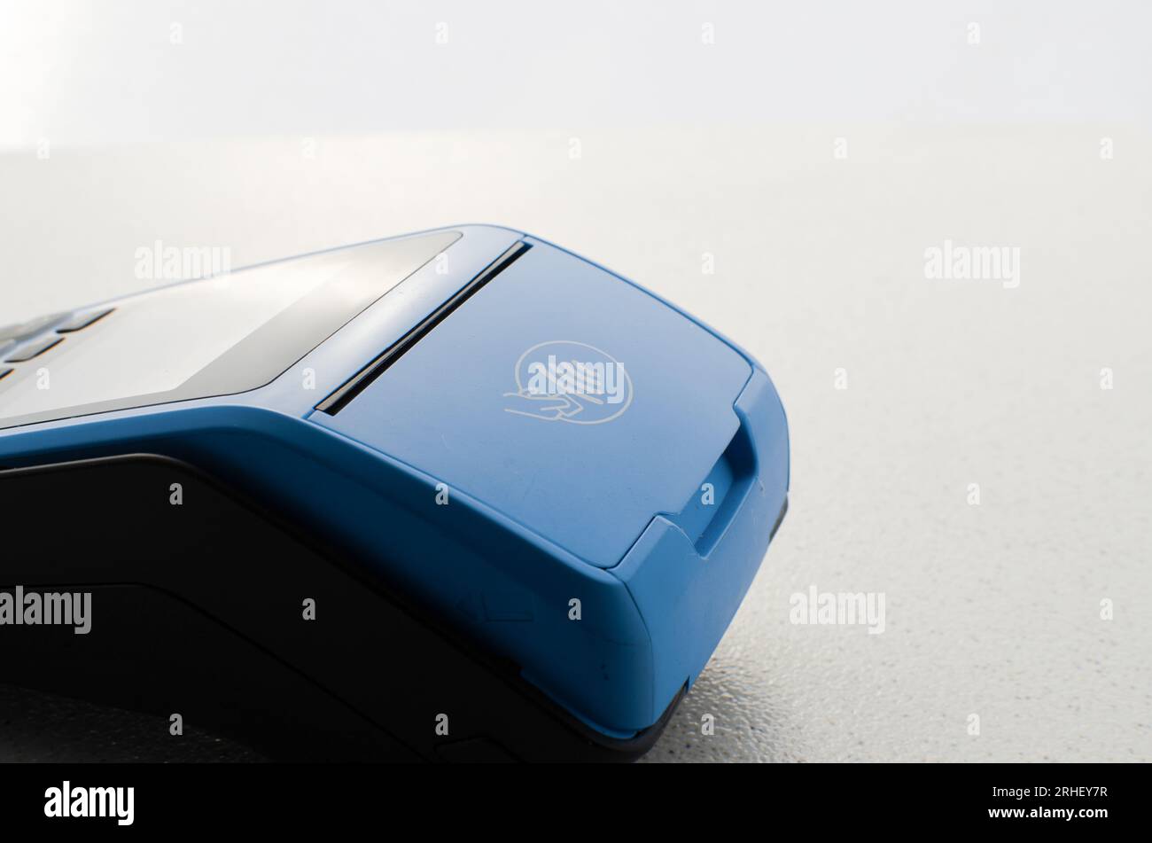 Close-up of a contactless credit card payment device, facilitating fast ...