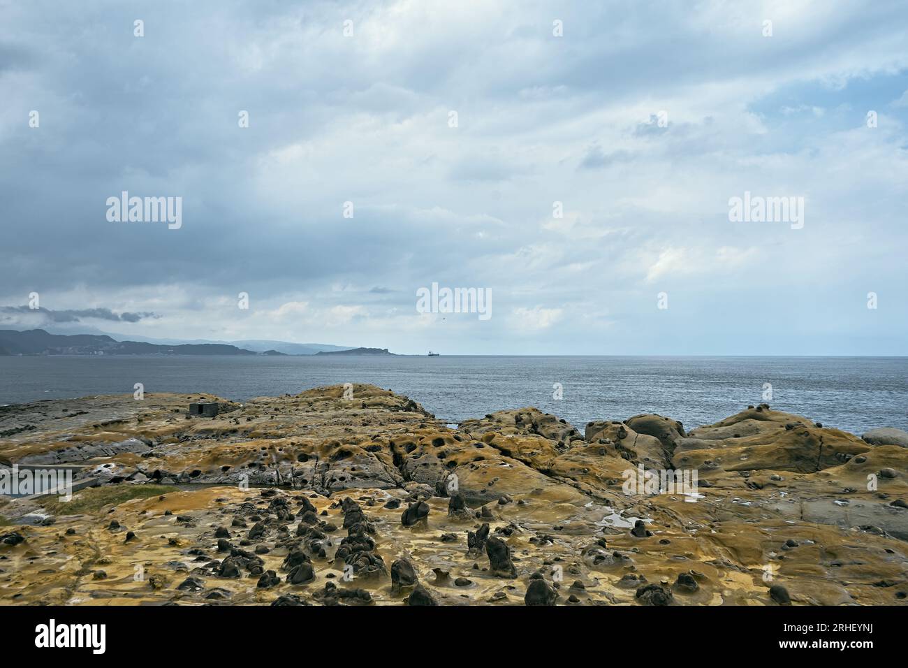 The landscape of the coastal rock at Heping Island Park in Keelung City ...