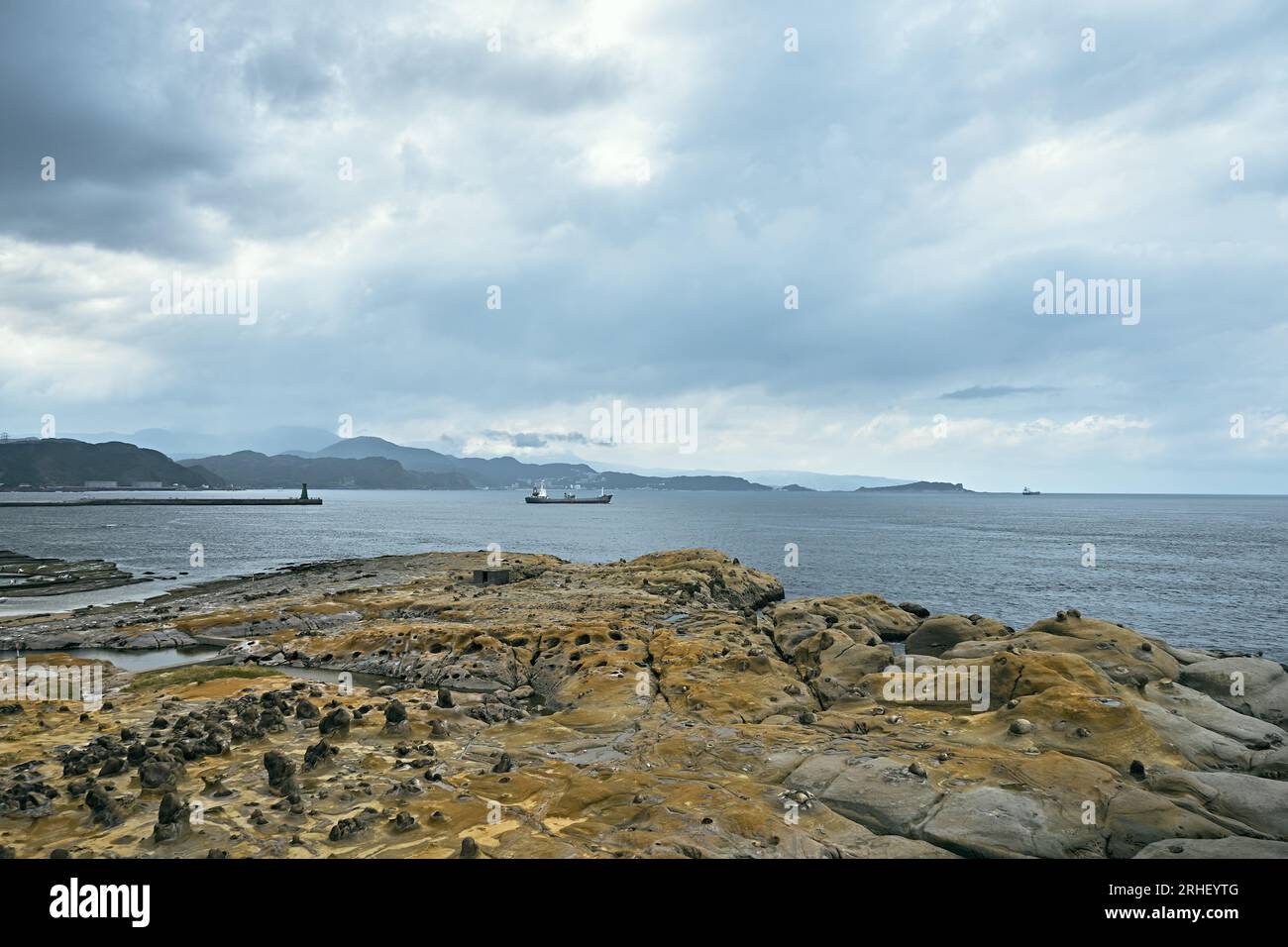 The landscape of the coastal rock at Heping Island Park in Keelung City ...