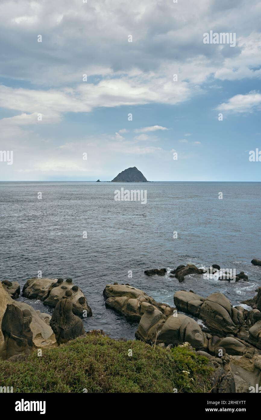 The landscape of the coastal rock at Heping Island Park in Keelung City ...