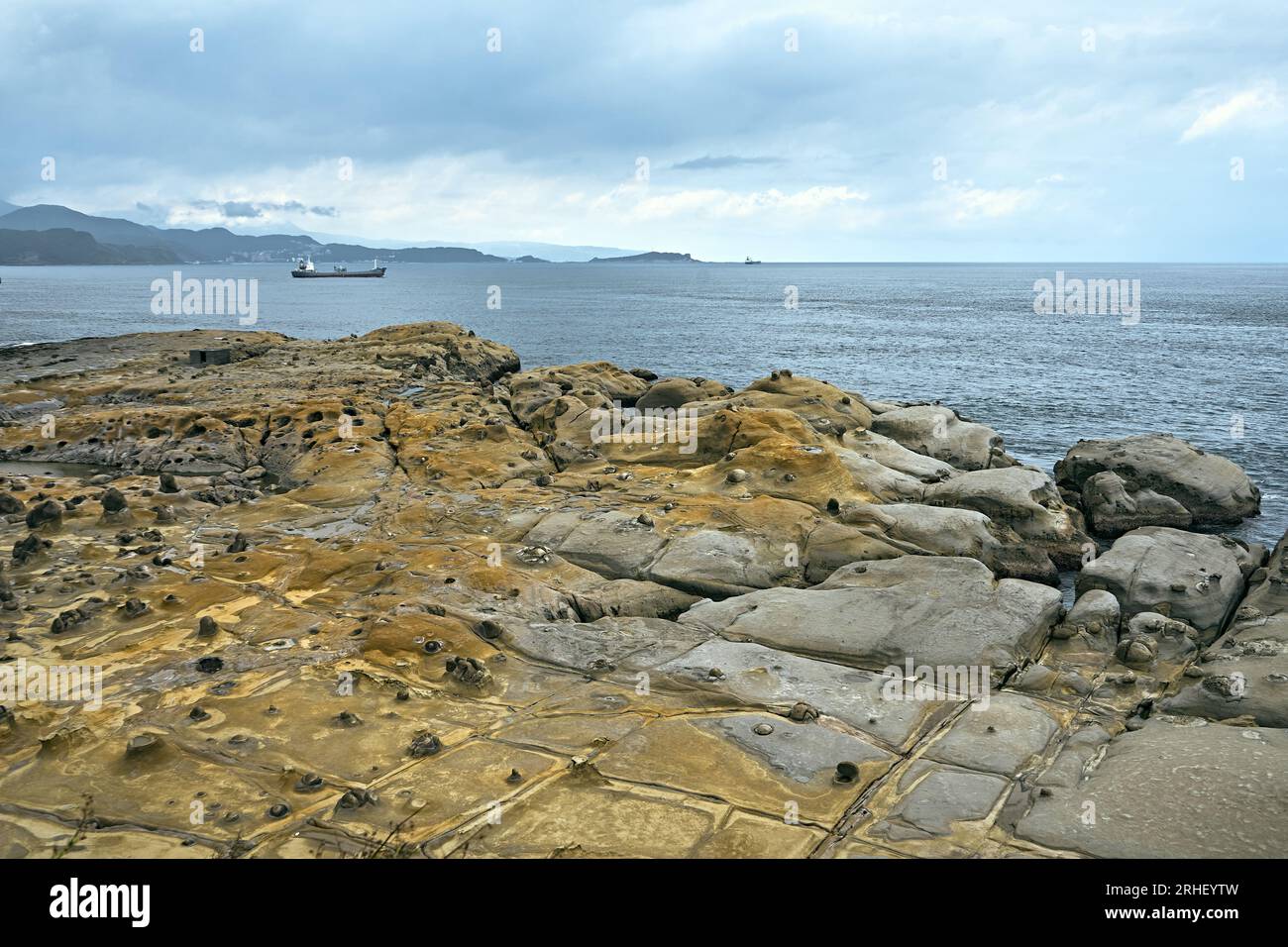 The landscape of the coastal rock at Heping Island Park in Keelung City ...
