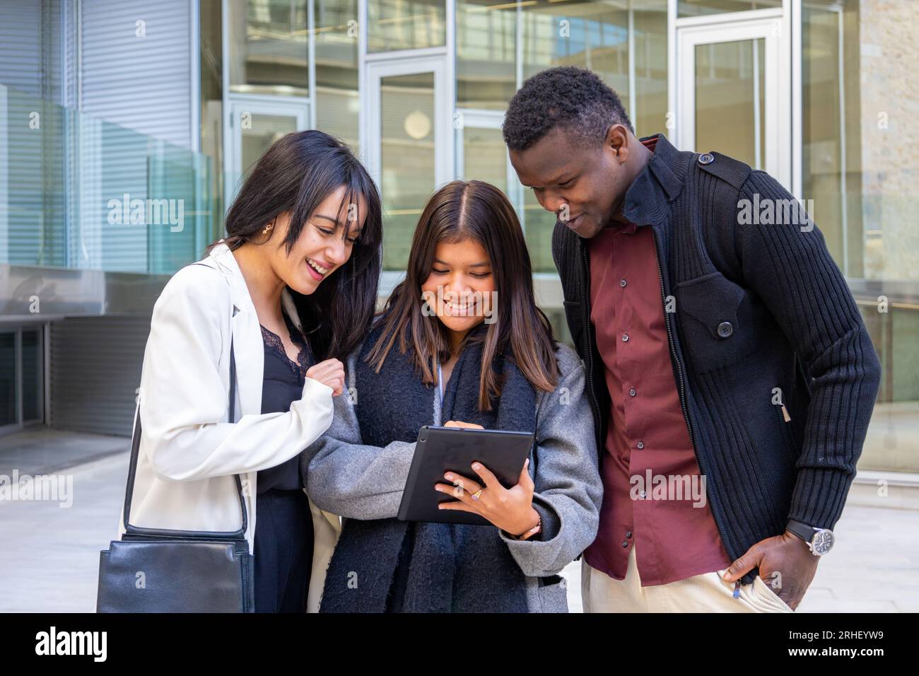 Group cheerful multiracial coworkers hi-res stock photography and ...