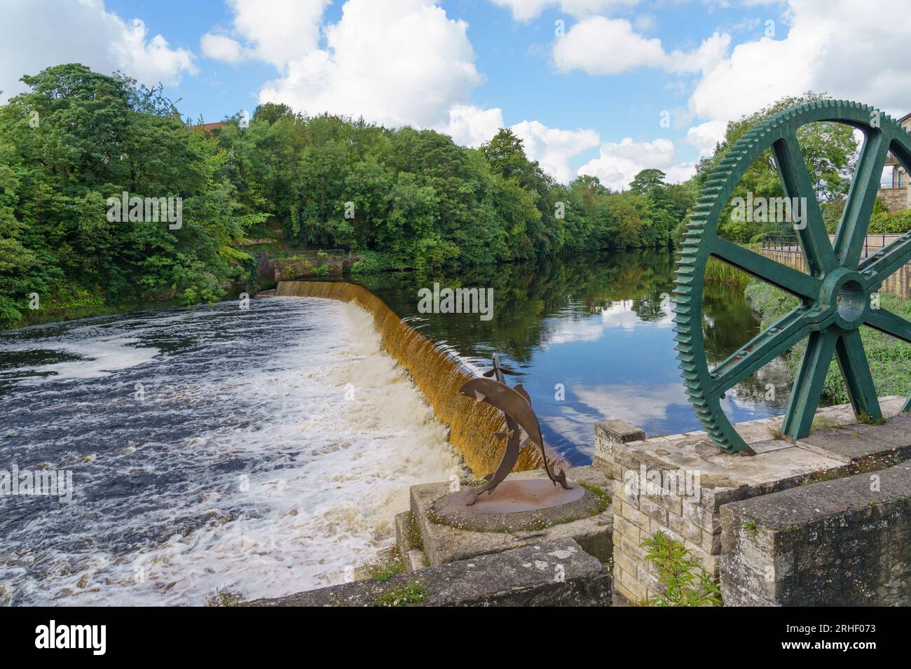 Wetherby weir along the River Wharfe, complete with a restored, green ...