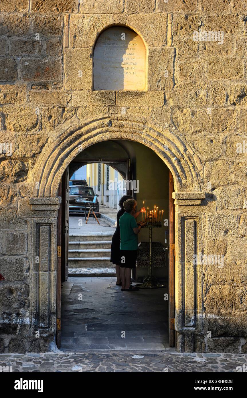 A service in the 13th century Byzantine church of Agii Apostoli in the ...