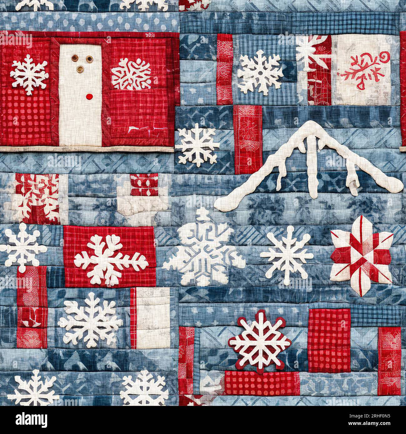Rustic country christmas cottage with primitive hand sewing fabric ...