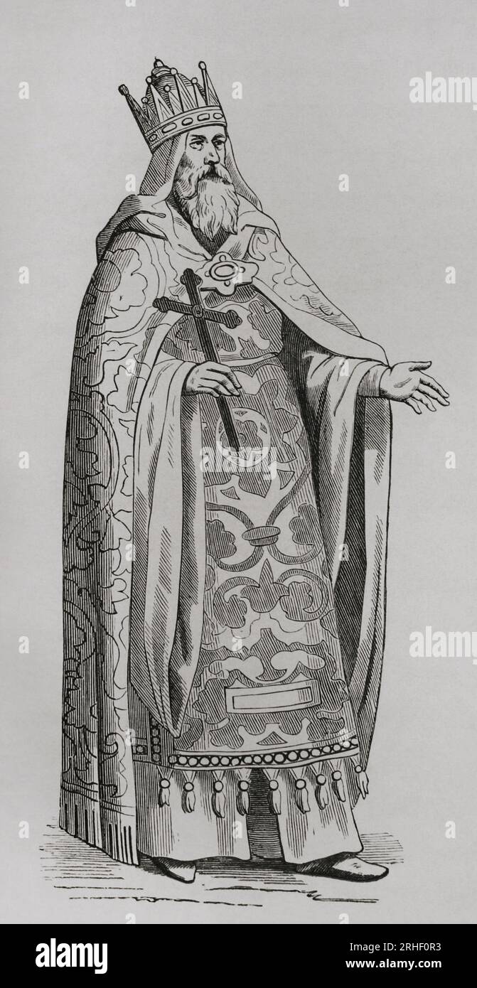 Prester John. Legendary Christian ruler of the East. Portrait ...
