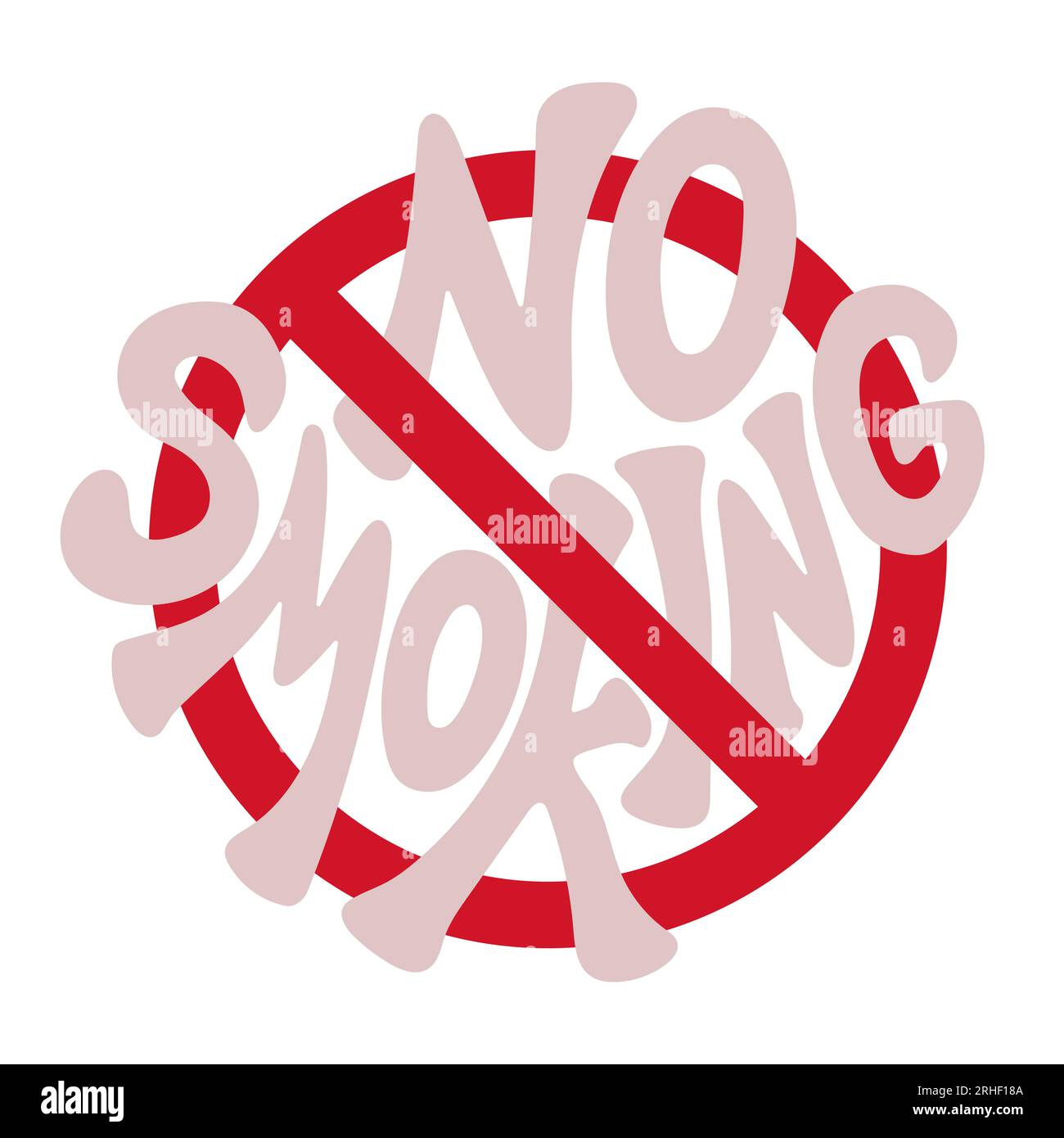 No smoking lettering forbidden red stop on white background Stock ...