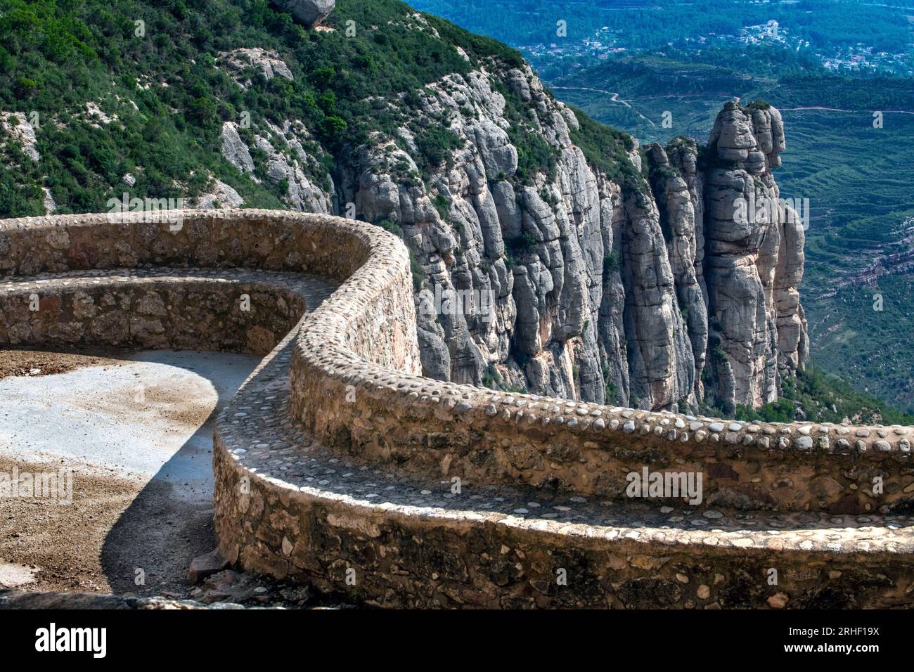 Limestone turrets of the mountains of Montserrat, Barcelona, Catalonia ...