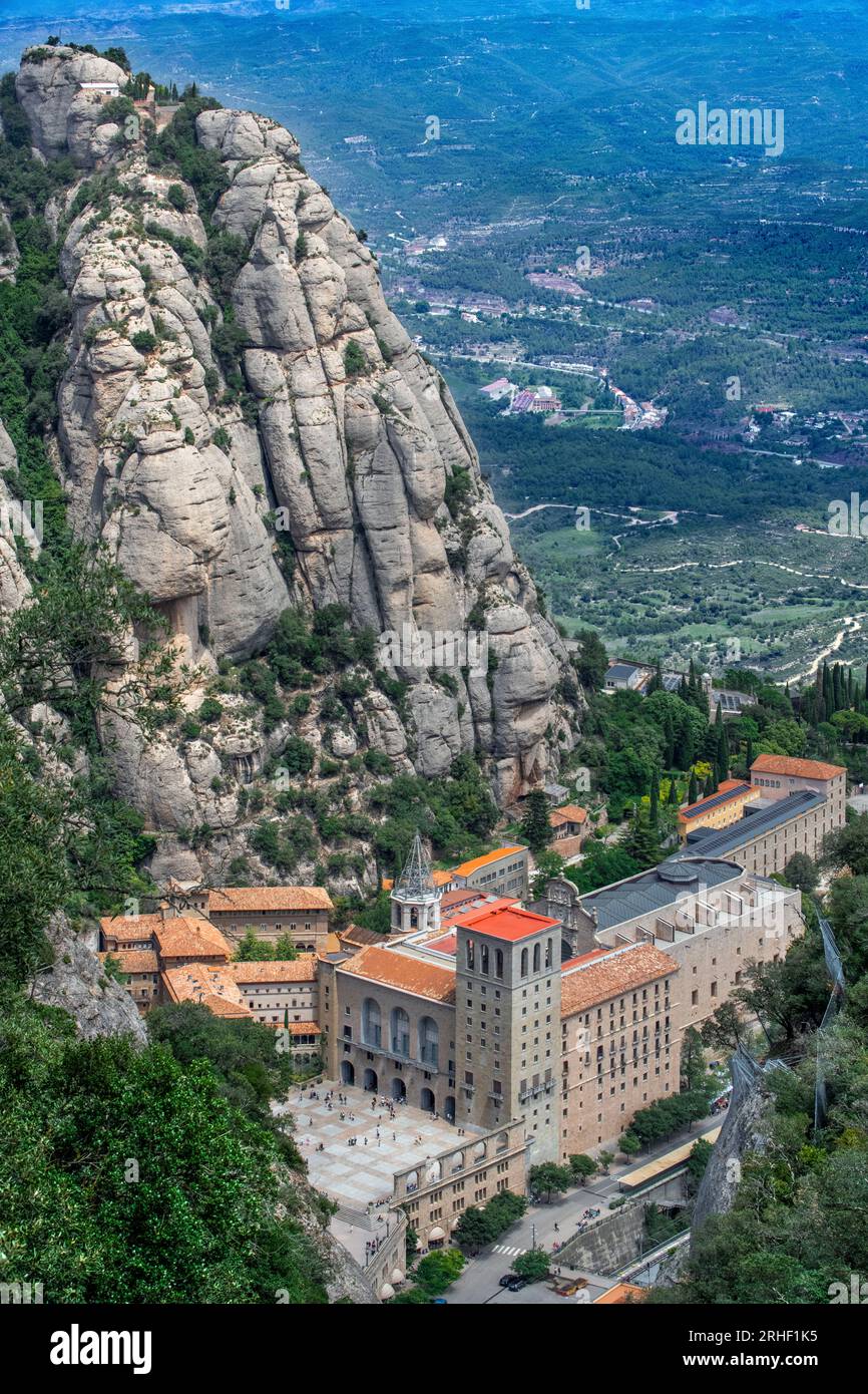 Santa Maria de Montserrat abbey from the Funicular de Sant Joan cable ...
