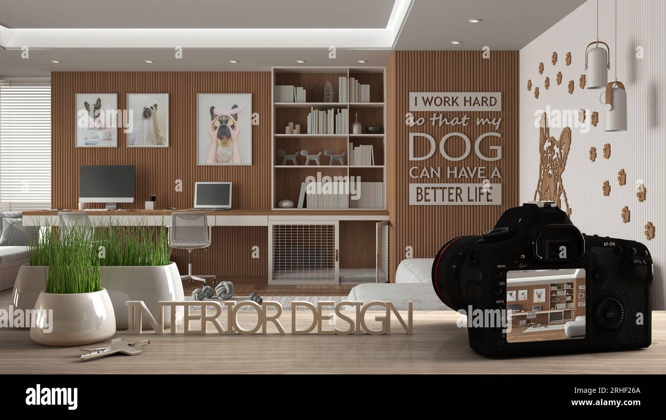 Architect photographer designer desktop concept, camera on wooden work ...