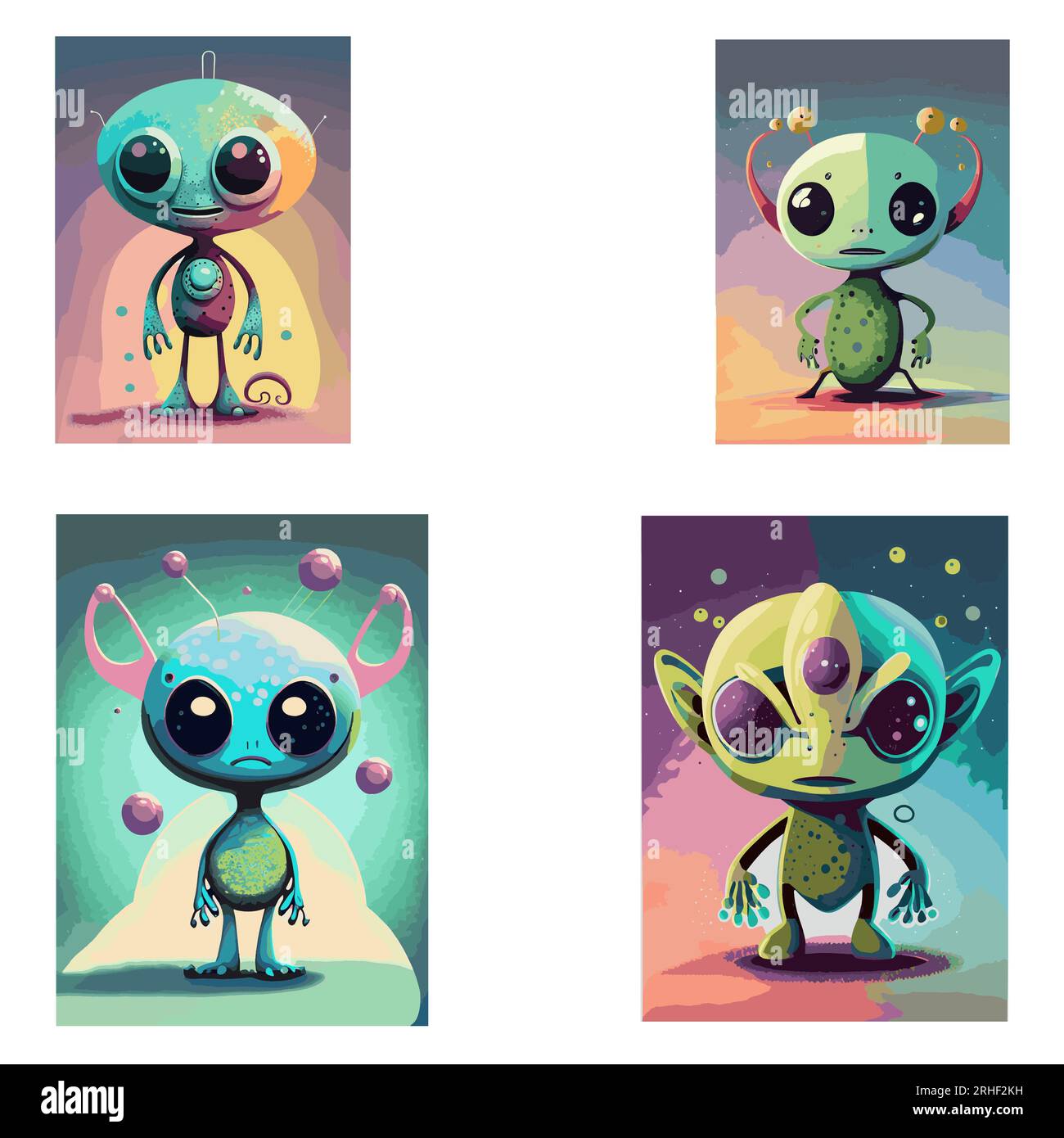 Abstract illustration with cartoon alien T-shirt Design Stock Vector ...