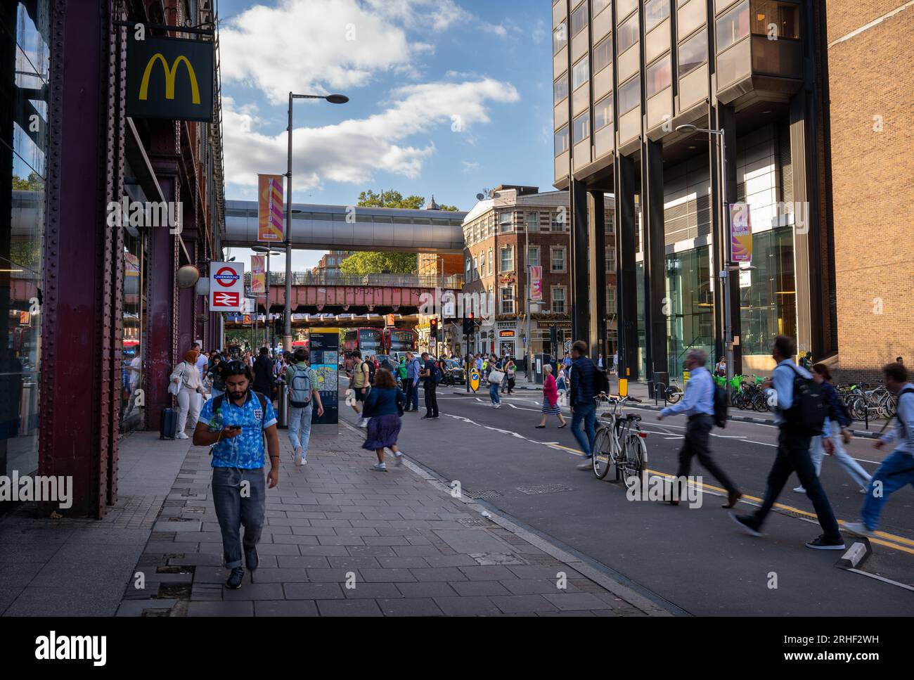 London, UK: Street scene on Waterloo Road at the front of Waterloo ...