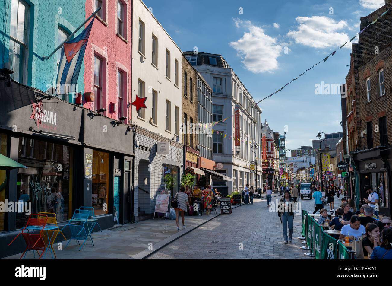 London, UK: Lower Marsh, a street with many restaurants and bars close ...