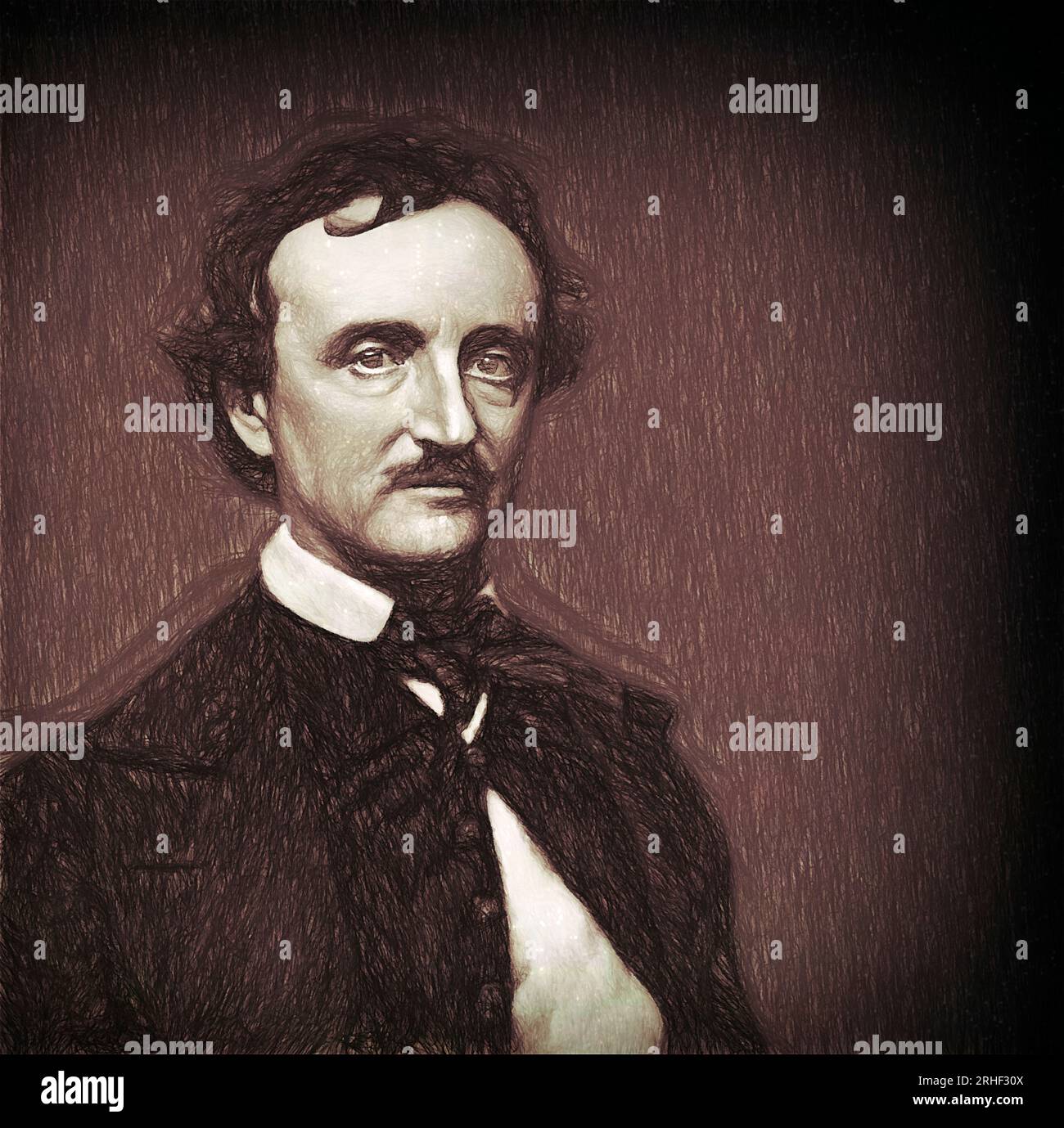 Portrait of Edgar Allan Poe, 1809 – 1849, American writer, digitally ...