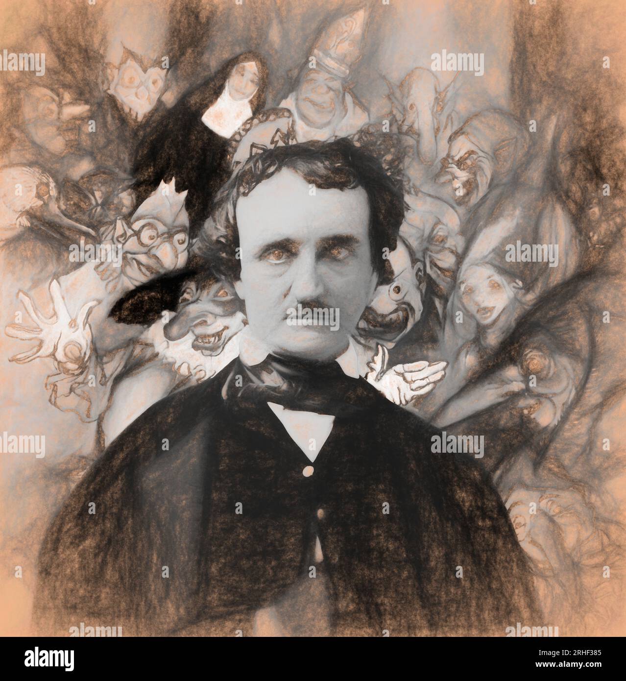 Portrait of Edgar Allan Poe, The Masque of the Red Death, illustration ...