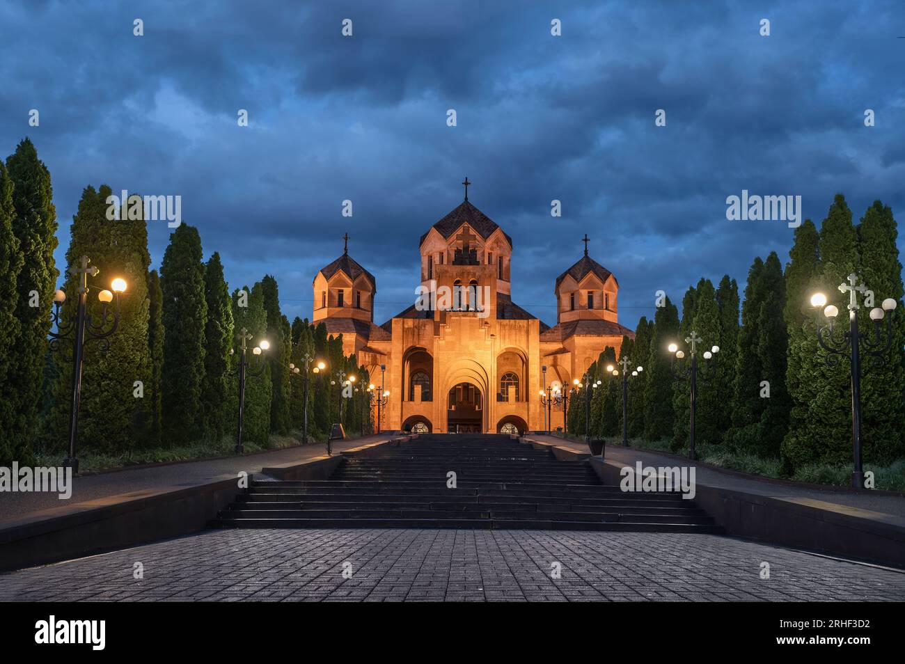 Church of St Gregory the Illuminator at Dusk, Yerevan, Armenia Stock ...