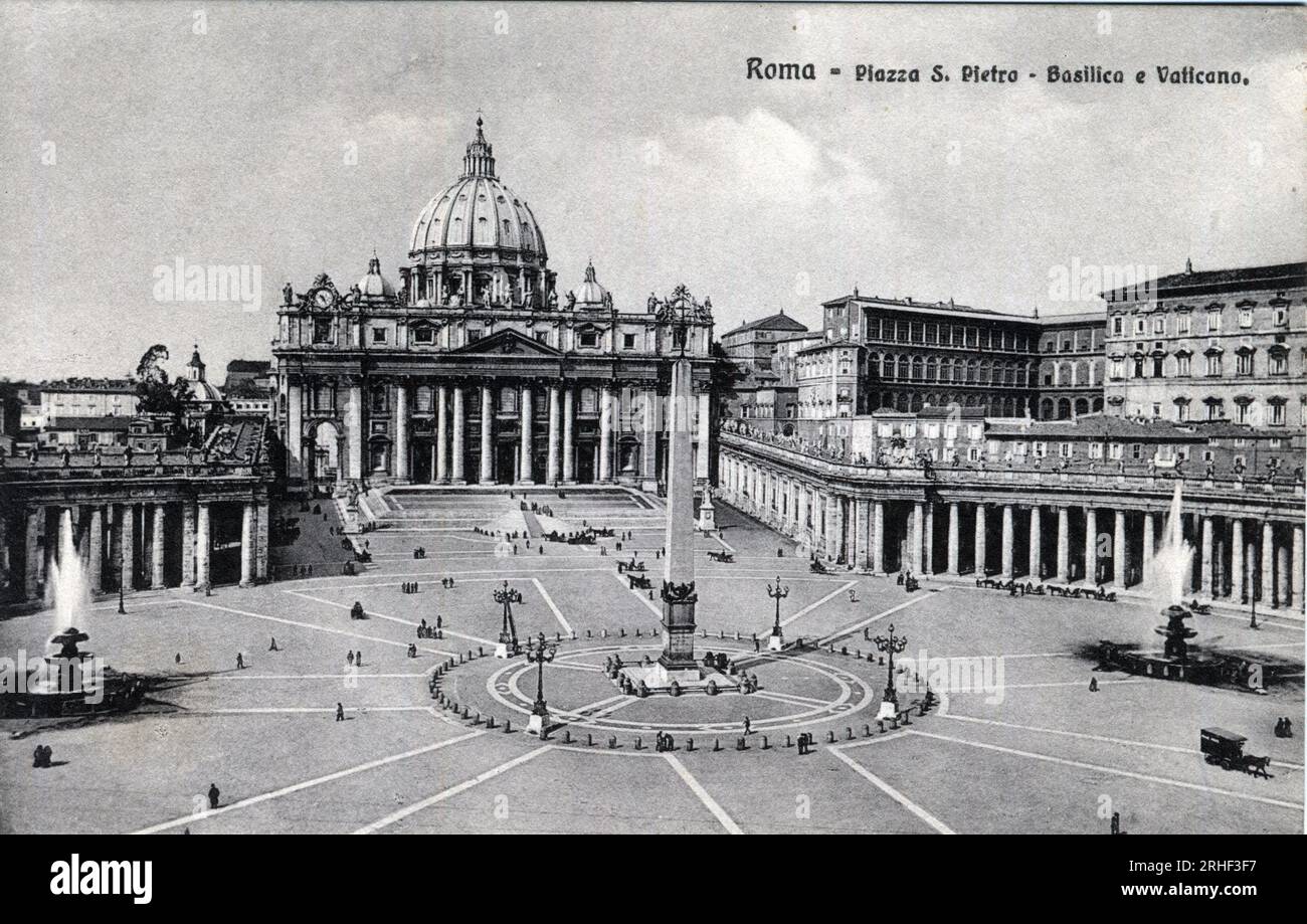 Italie, Vatican : place Saint Pierre (San Pietro) avec la basilique ...