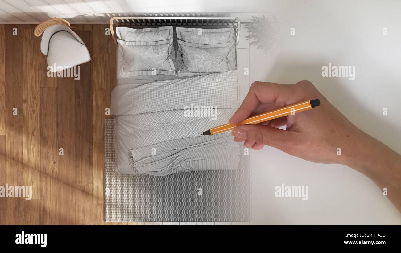 Architect interior designer concept: hand drawing a design interior ...