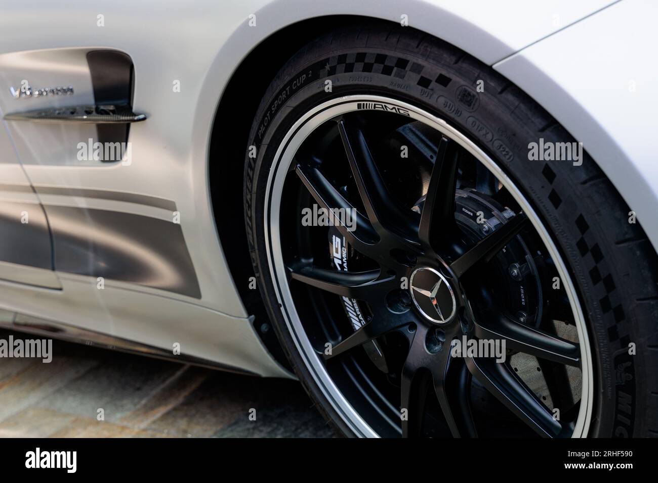 Mercedes AMG GT R supercar close up details Stock Photo - Alamy