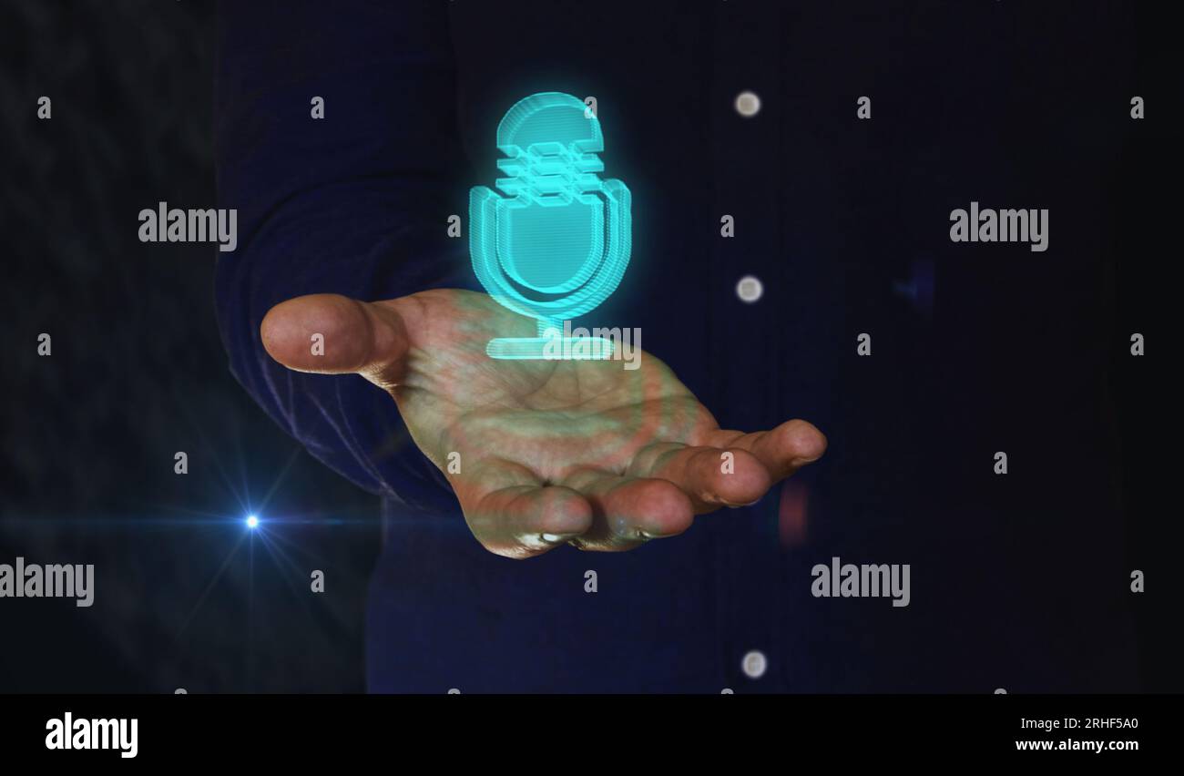 Microphone podcast online and on air record live broadcast 3d symbol ...