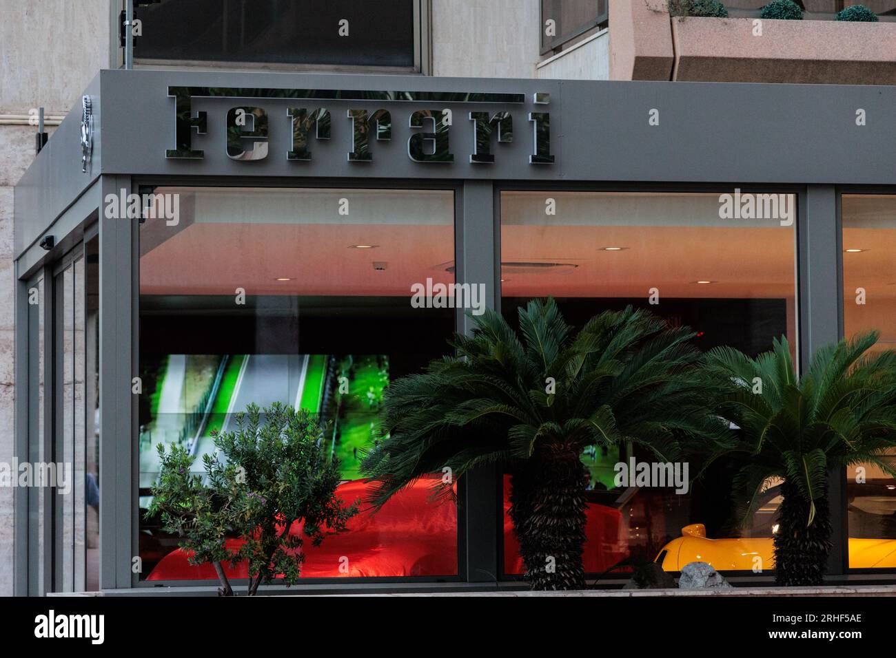 Ferrari showroom window display in Monte Carlo, Monaco Stock Photo - Alamy