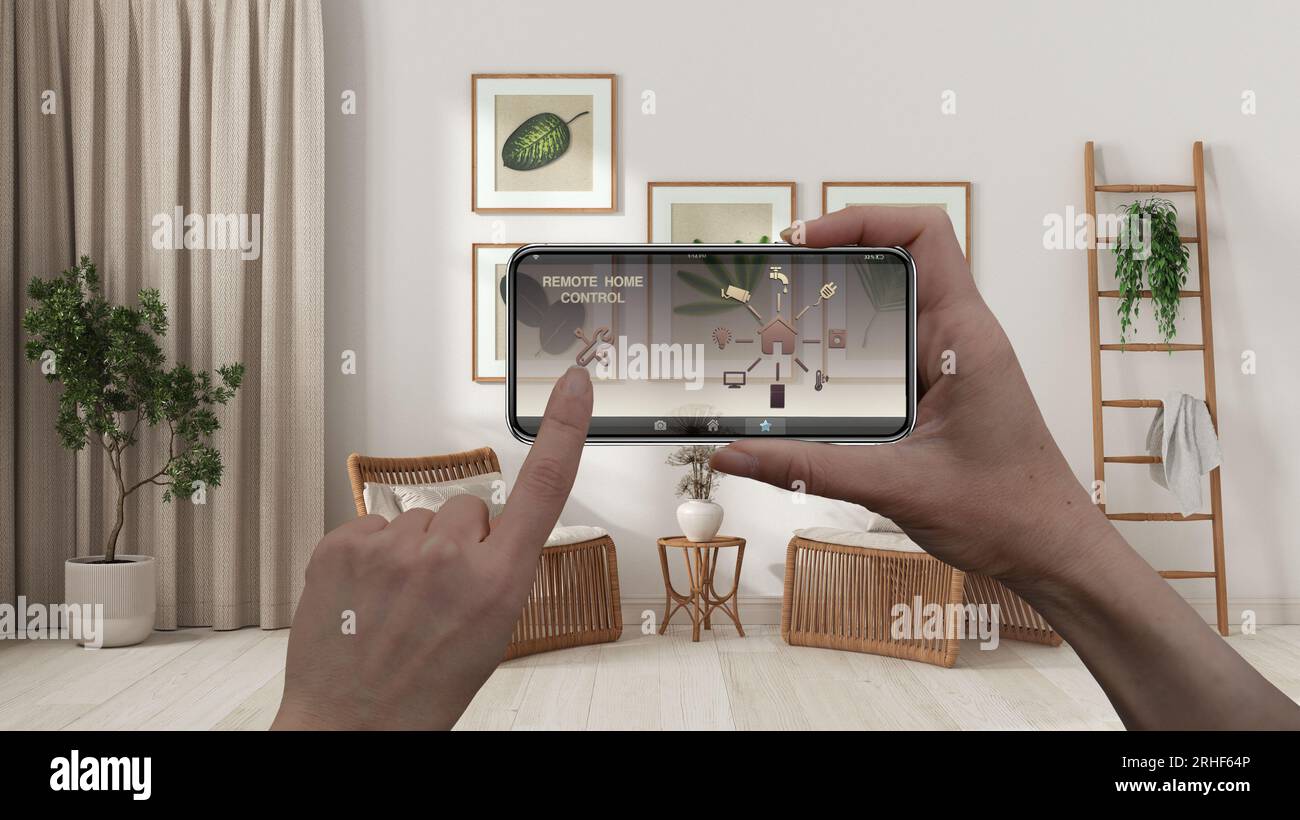 Smart remote home control system on a smart phone. Device with app ...
