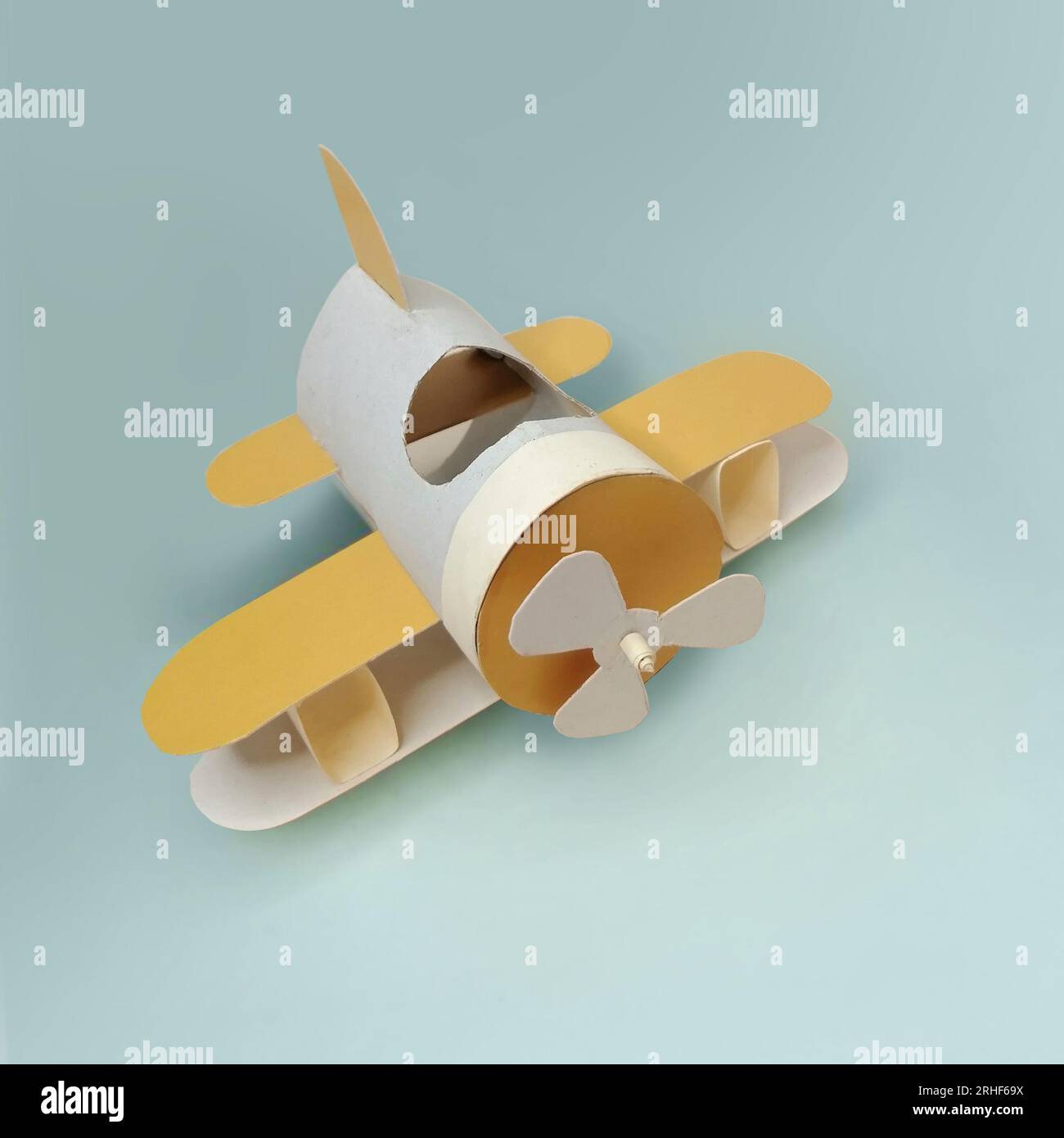 The idea of recycling a roll of toilet paper into a toy airplane. Craft ...