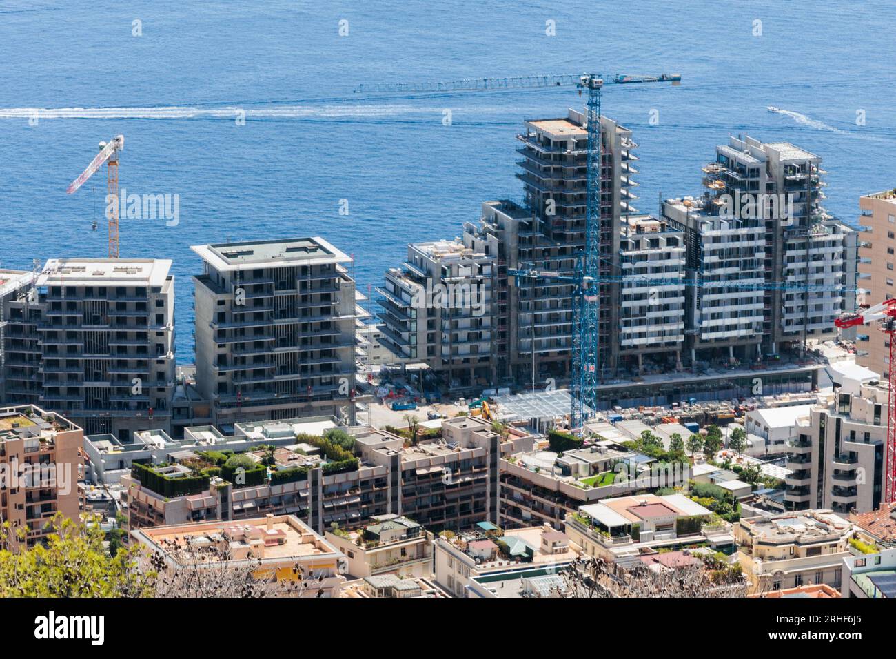 Aerial view of building construction work in Monte Carlo in Monaco ...