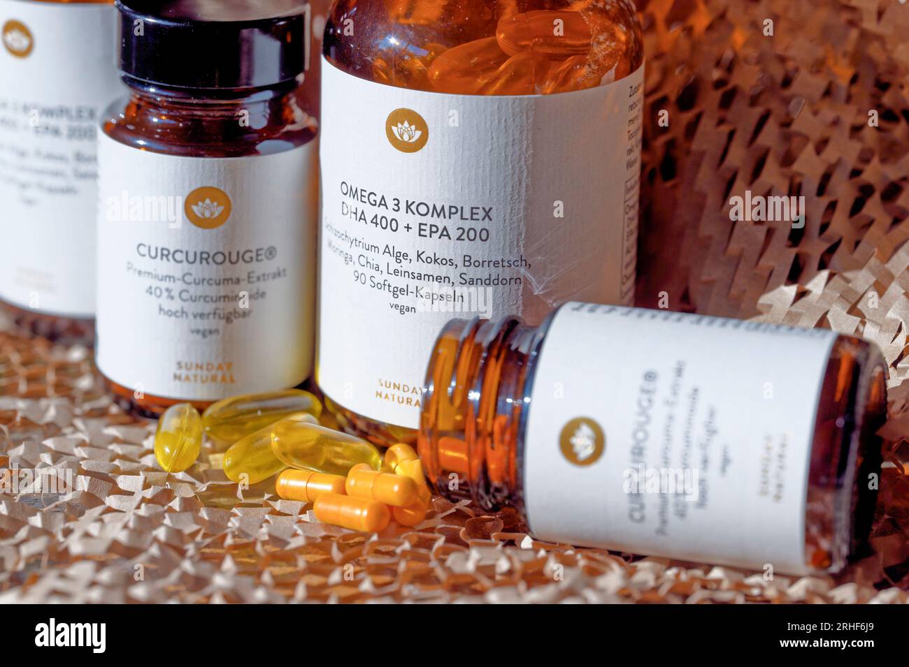 Berlin, Germany - June 27, 2023: Bottles with dietary supplements made ...