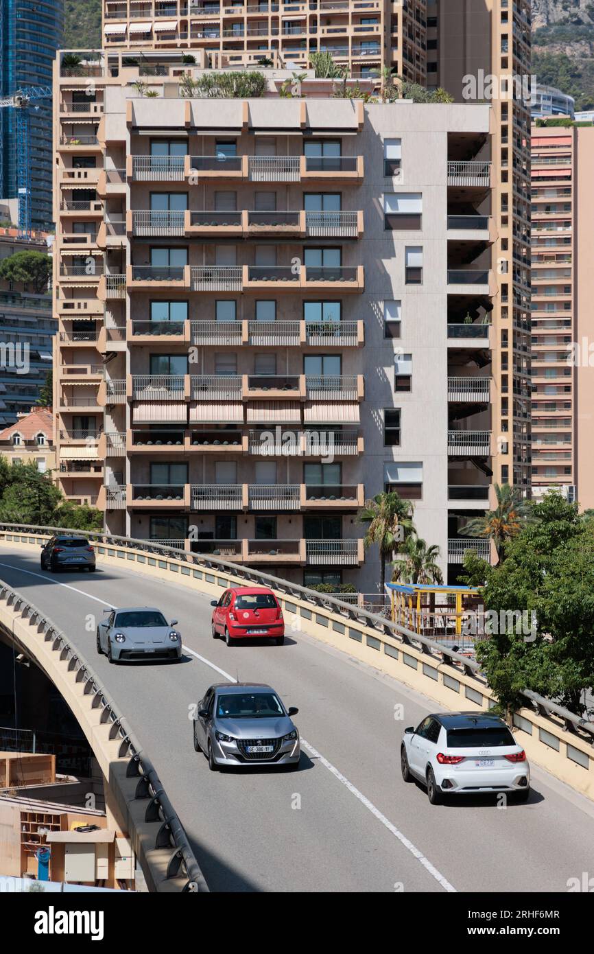 Cars traveling along an overpass in Monte Carlo, Monaco Stock Photo - Alamy