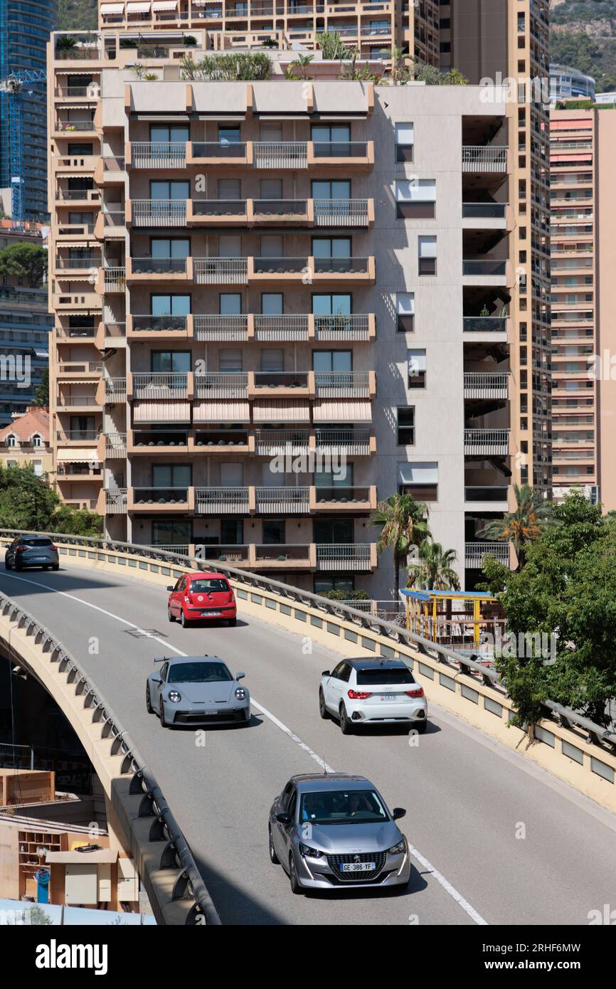 Cars traveling along an overpass in Monte Carlo, Monaco Stock Photo - Alamy