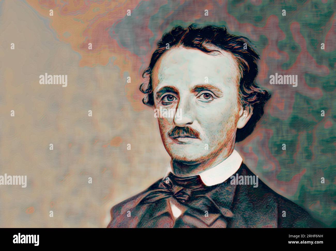 Portrait of Edgar Allan Poe, 1809 – 1849, American writer, digitally ...