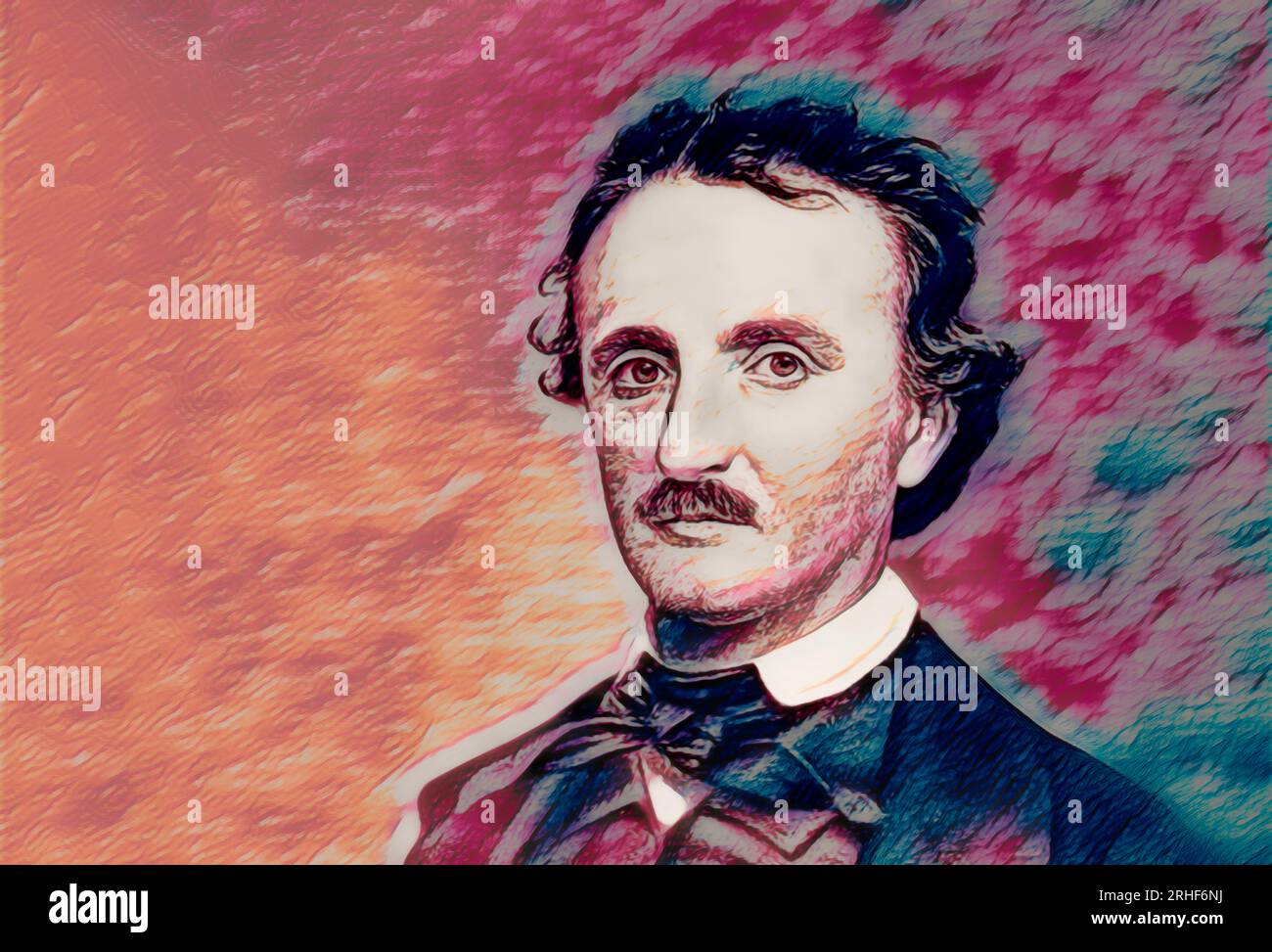 Portrait of Edgar Allan Poe, 1809 – 1849, American writer, digitally ...