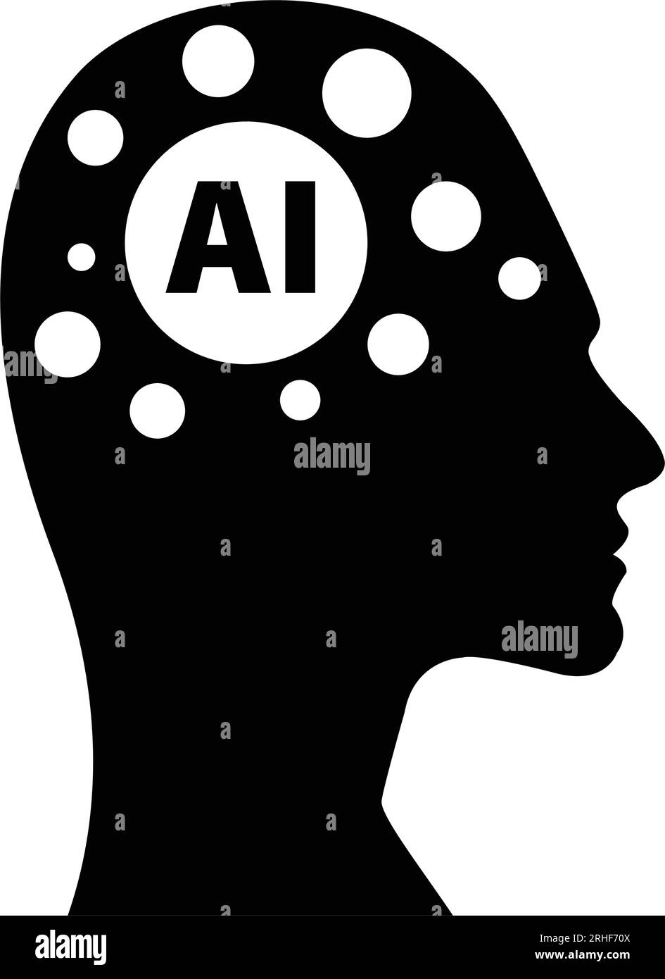 AI, Artificial intelligence icon of woman human face with a digital ...