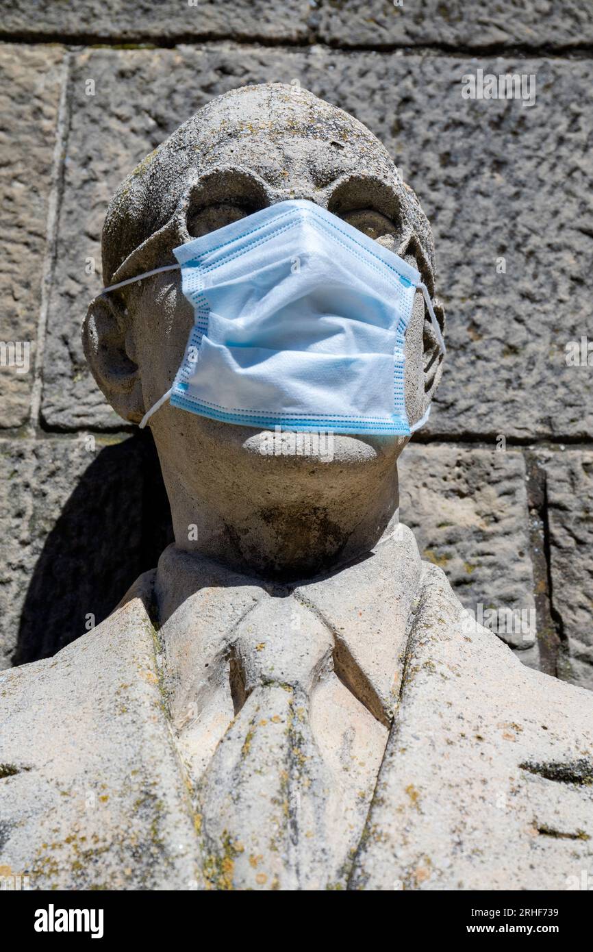 Europe, Spain, Navarre, Olite, Monument to Manuel Carrera-Díez with ...