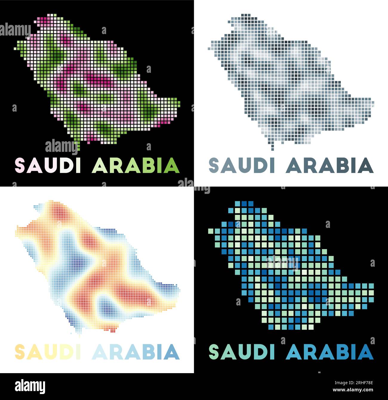 Saudi Arabia map. Collection of maps of Saudi Arabia in dotted style ...