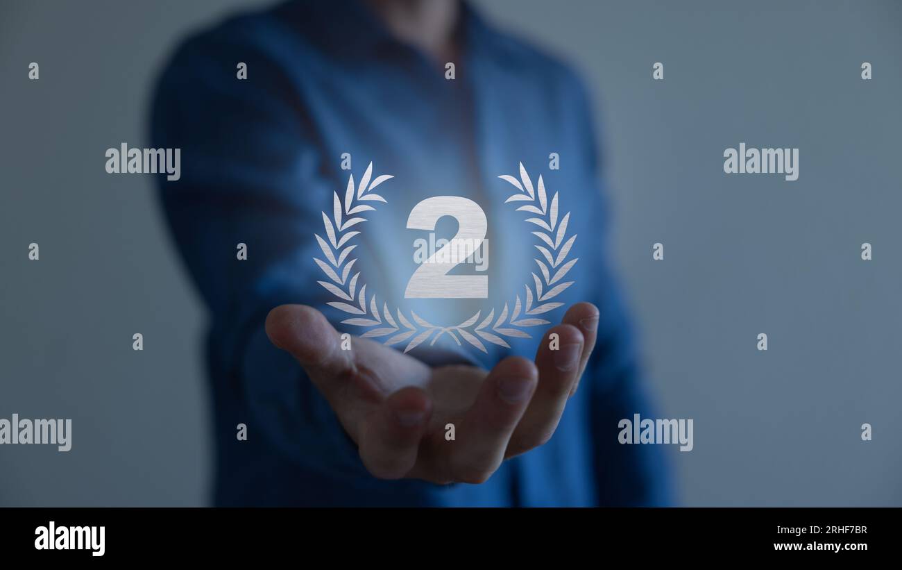 Cutout paper background. Second place award sign icon. Prize for winner ...