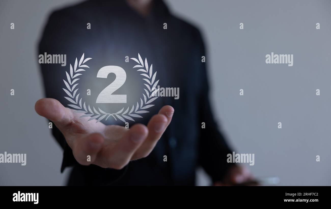 Cutout paper background. Second place award sign icon. Prize for winner ...